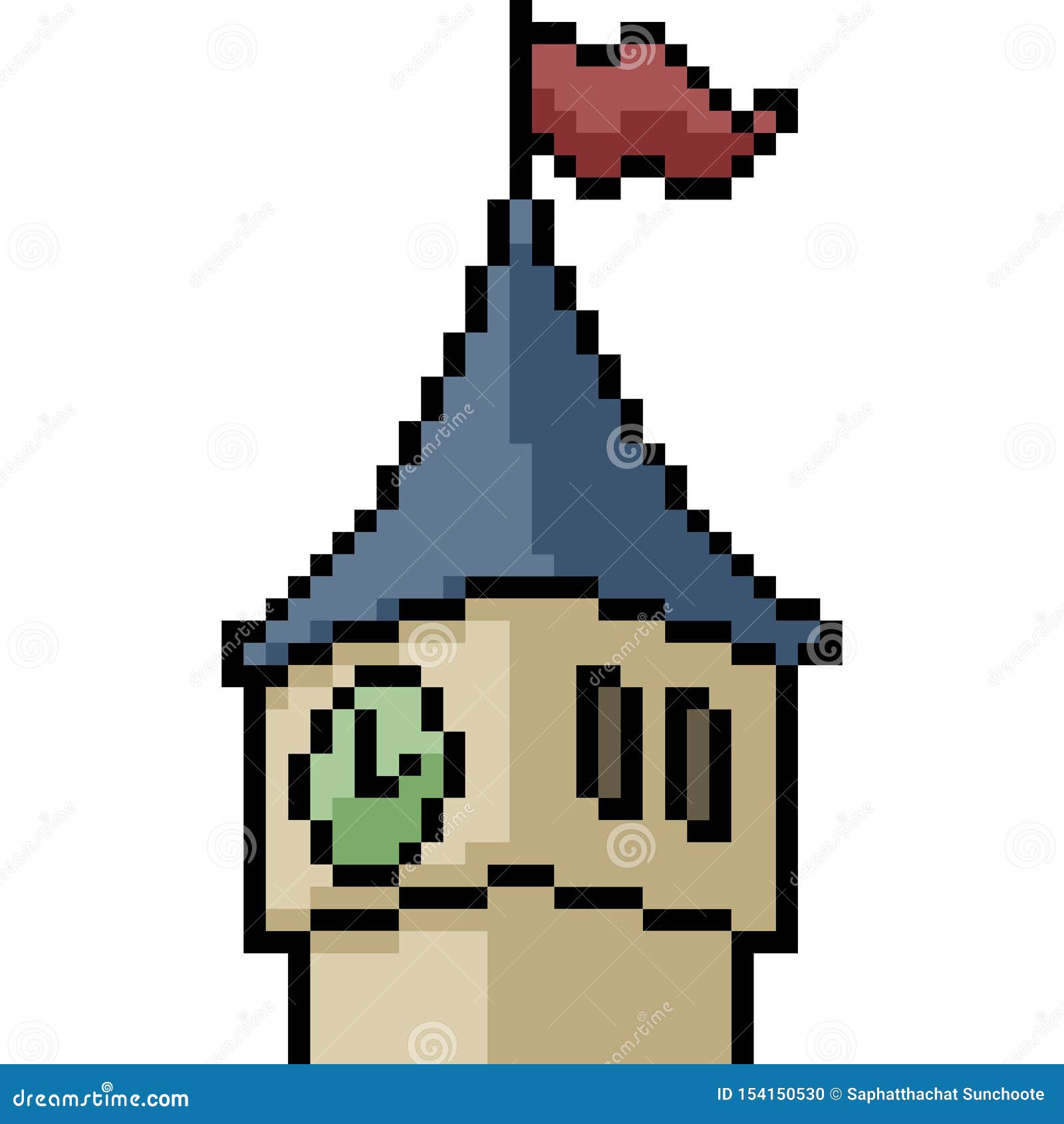 Vector Pixel Art Clock Tower Stock Vector - Illustration of icon, roof ...