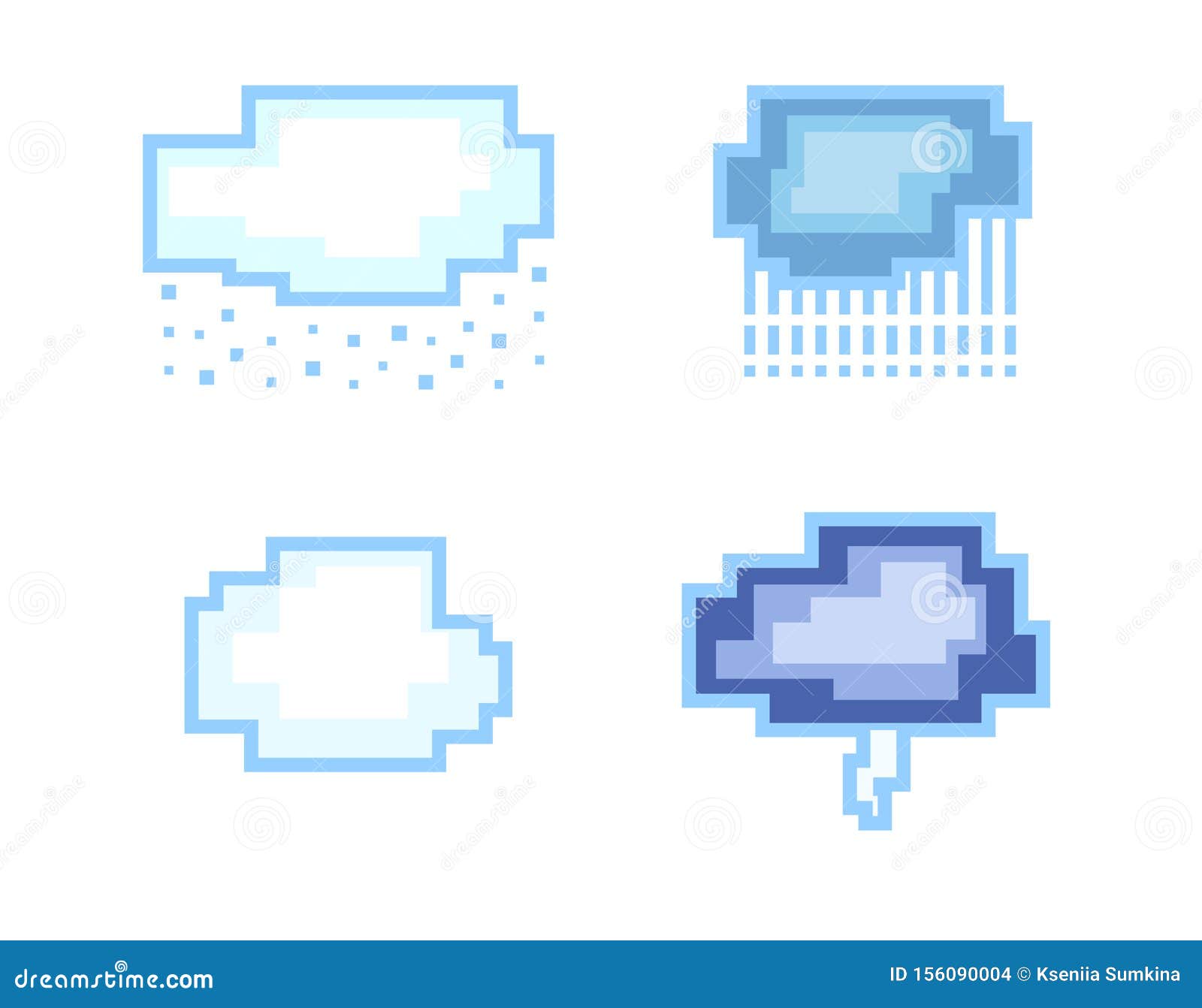 Vector Pixel Art Clouds. Different Weather Set Stock Illustration ...