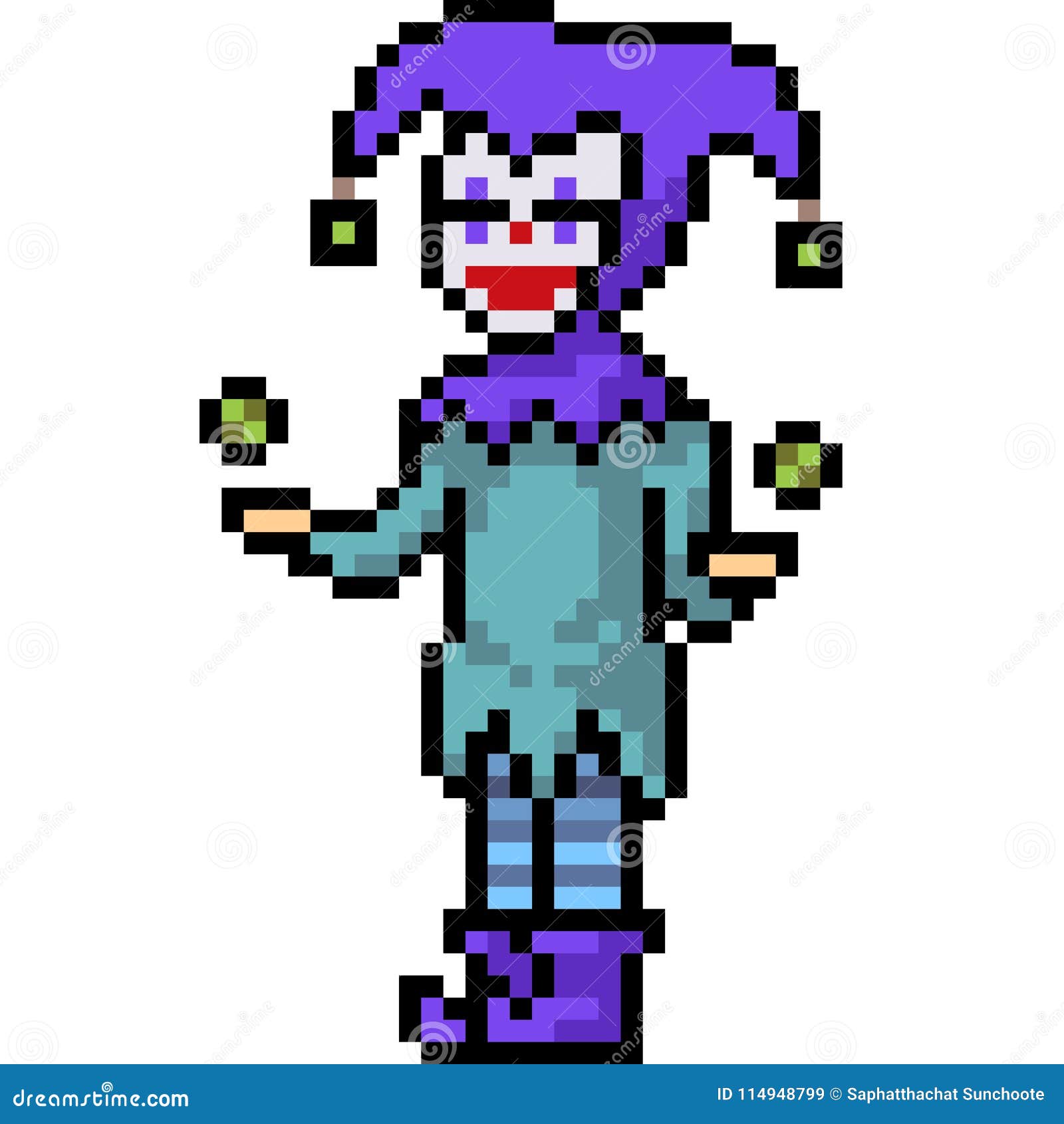 Vector pixel art clown stock vector. Illustration of scary - 114948799