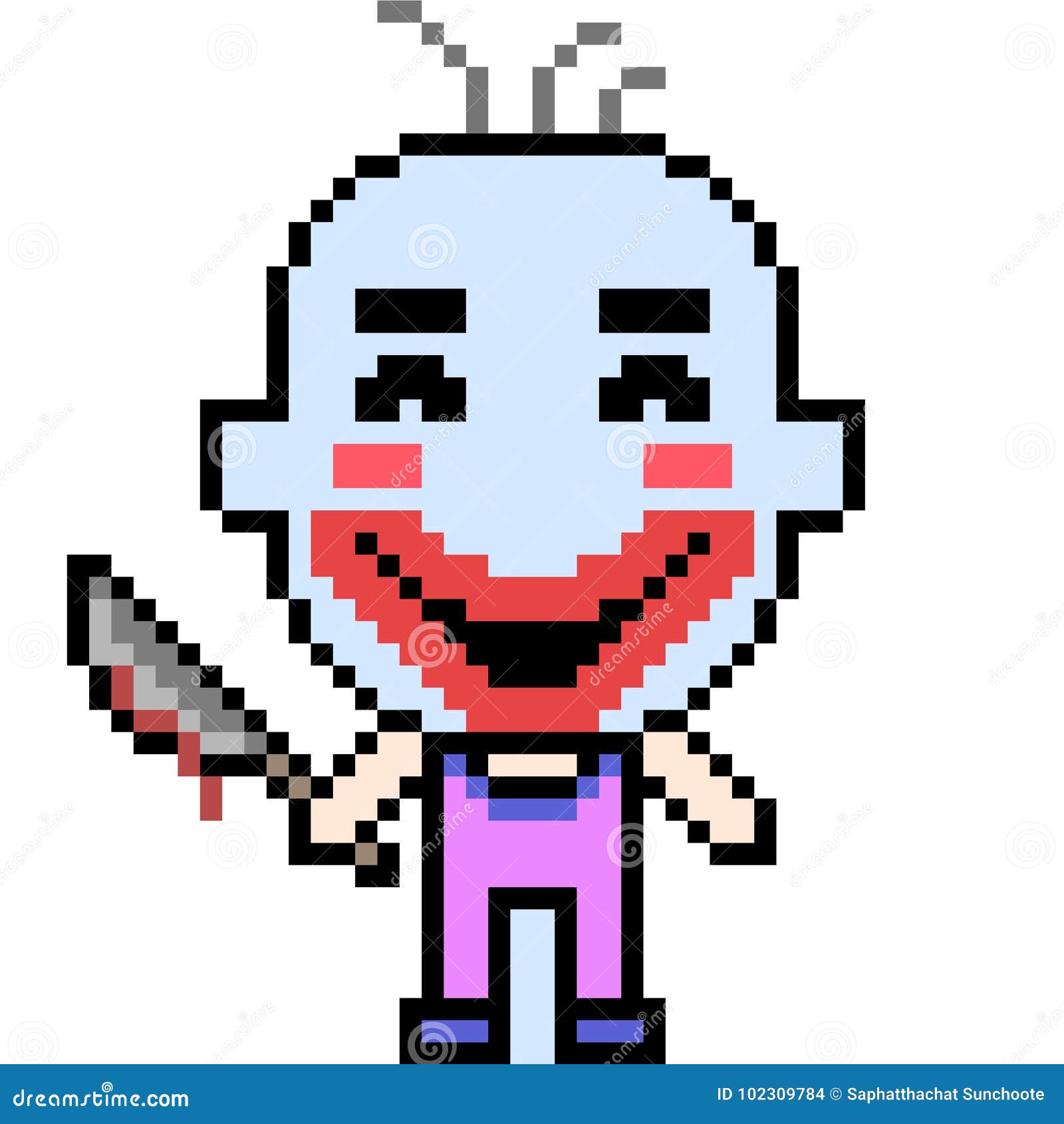 Vector Pixel Art Clown Thriller Stock Vector - Illustration of scary ...