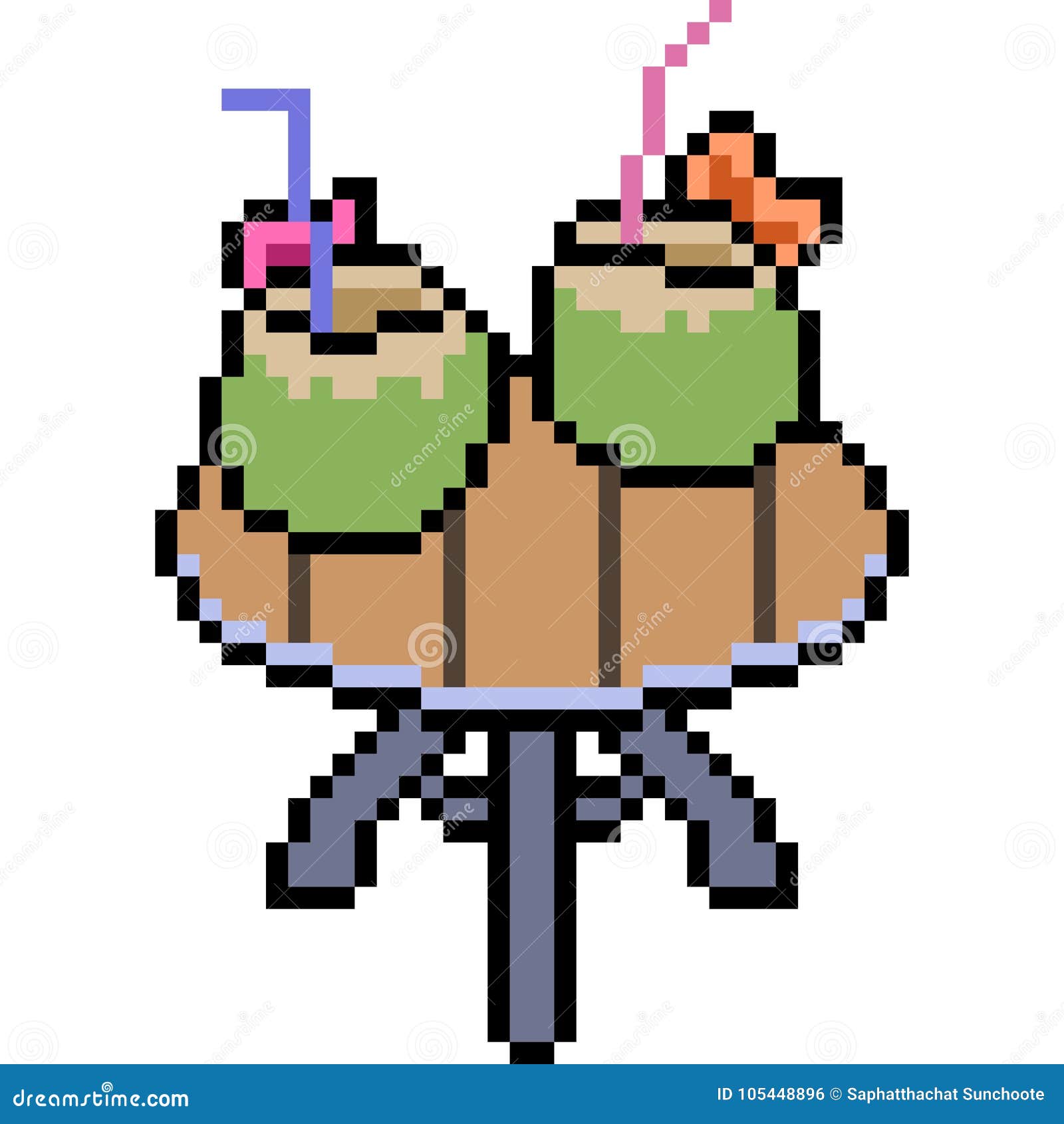 Vector Pixel Art Coconut Juice Stock Vector - Illustration of isolated ...