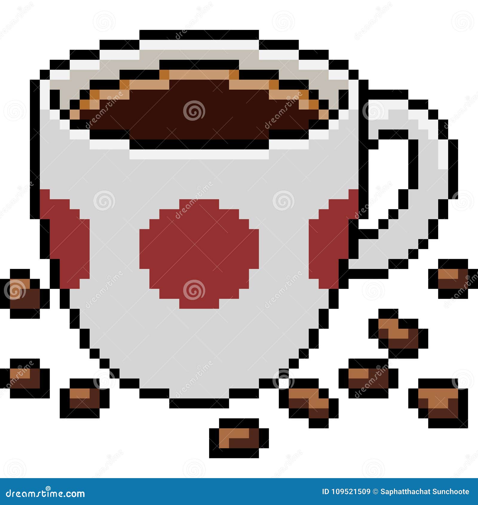 Vector pixel art coffee stock vector. Illustration of food - 109521509