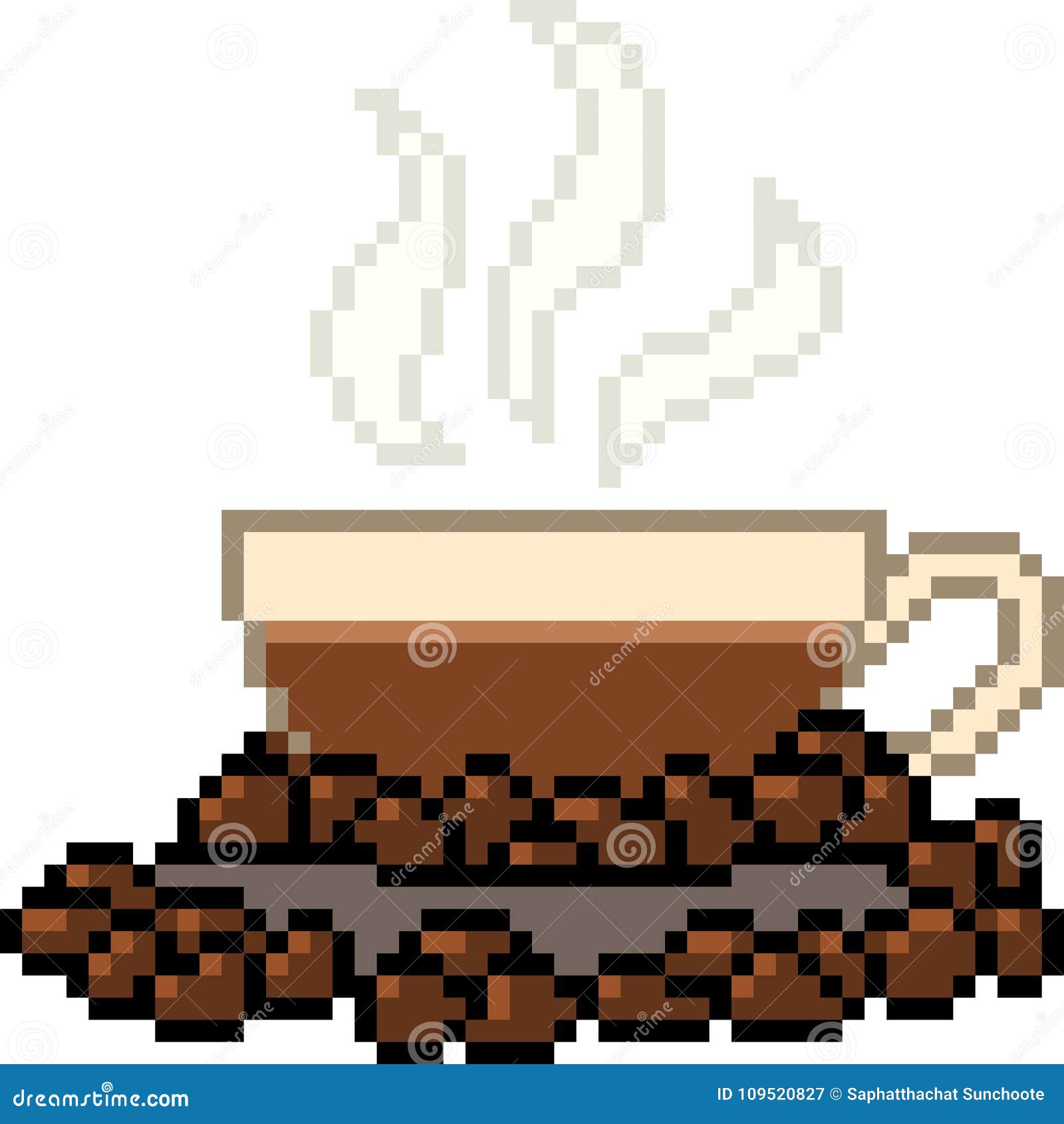 Vector pixel art coffee stock vector. Illustration of cute - 109520827