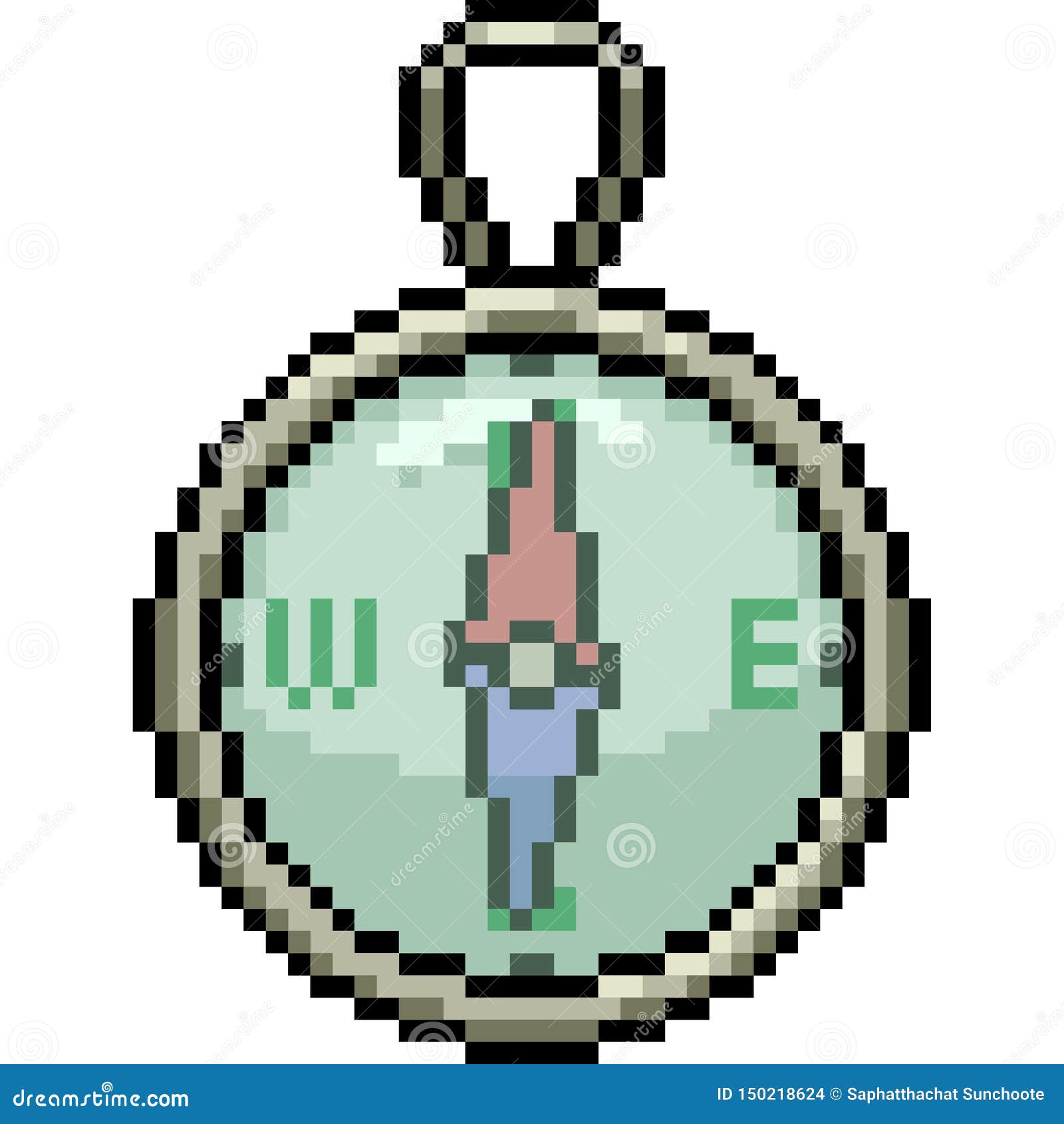 Vector pixel art compass stock vector. Illustration of doodle - 150218624