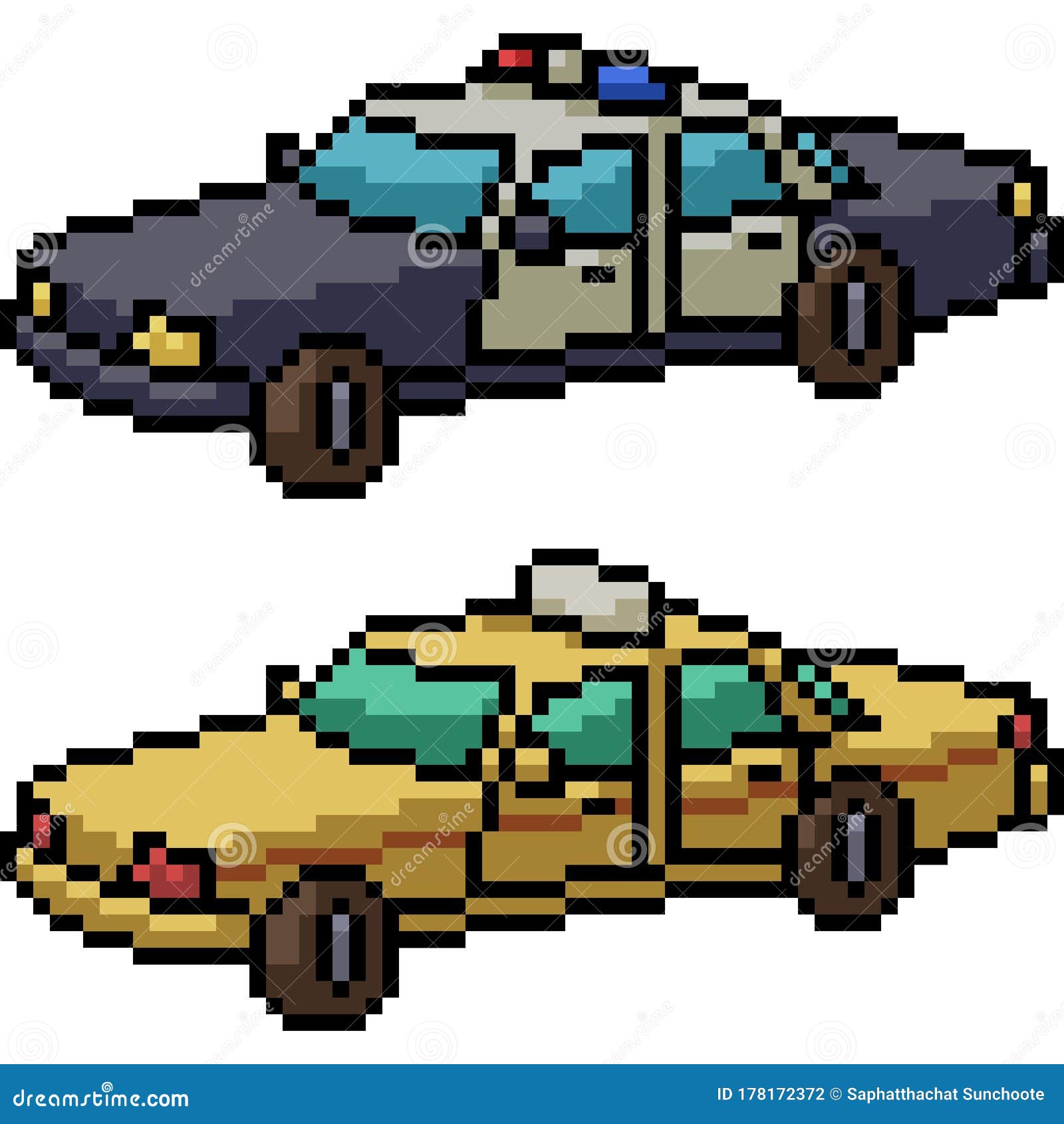 Vector Pixel Art Cop Taxi Car Stock Vector - Illustration of cartoon ...
