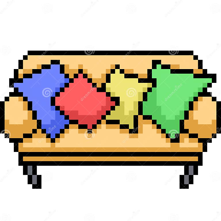 Vector pixel art couch stock vector. Illustration of vector - 114948865