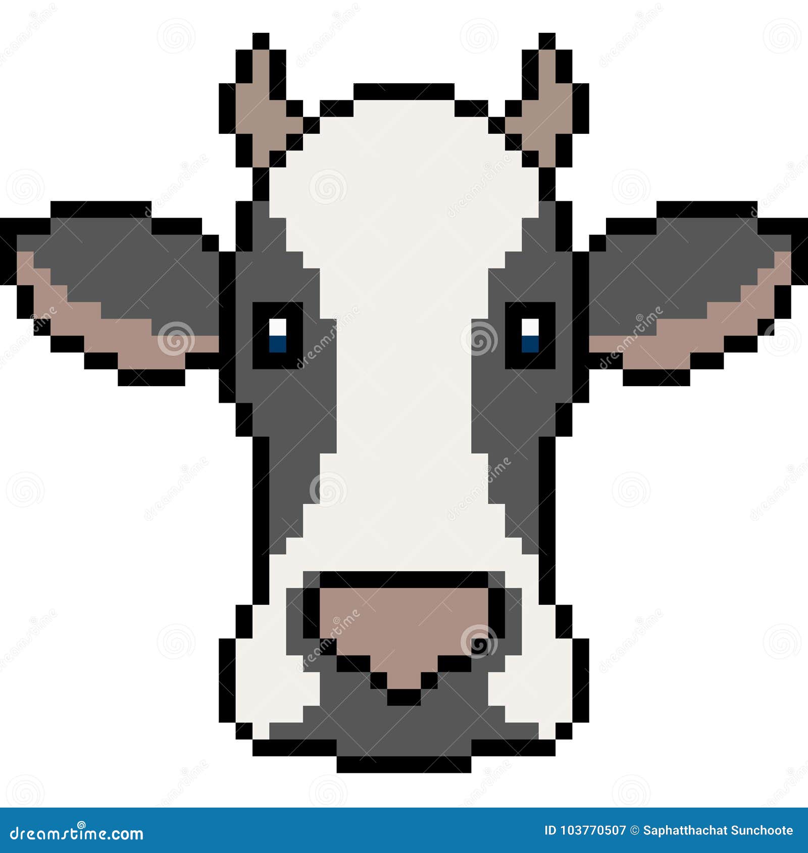 Vector pixel art cow stock vector. Illustration of horn - 103770507