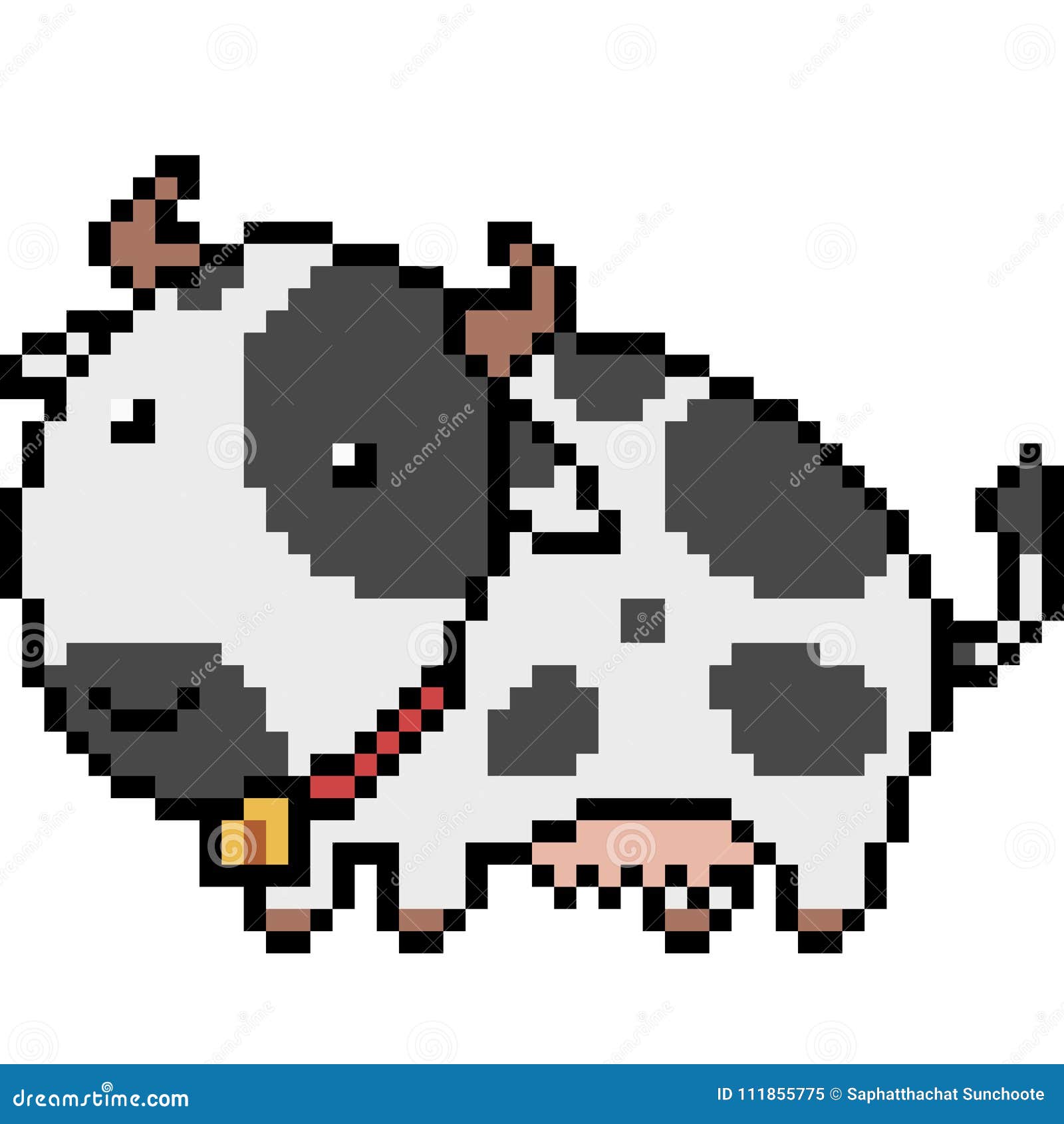 Vector pixel art cow stock vector. Illustration of milk - 111855775