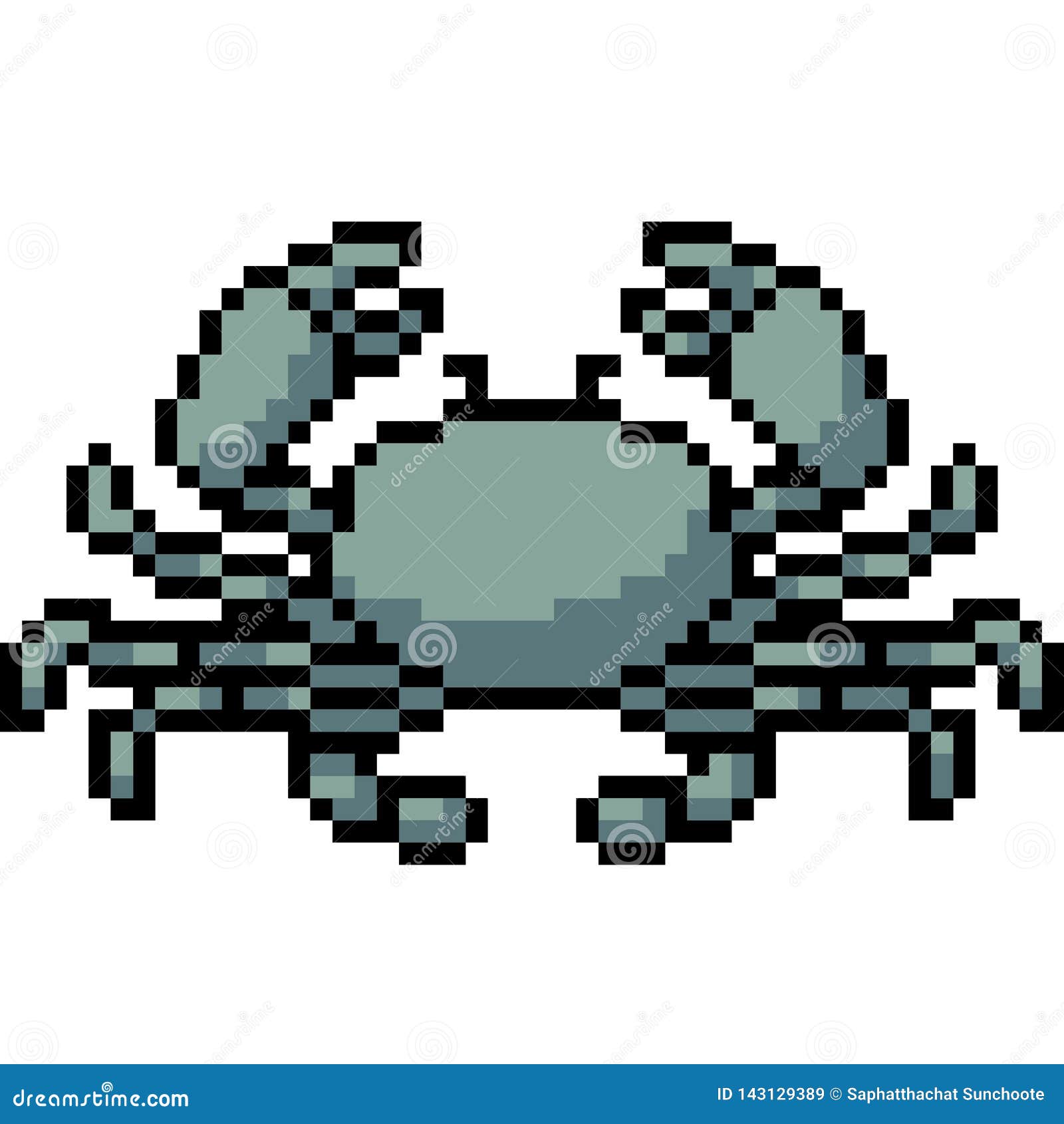 Vector pixel art crab stock vector. Illustration of vector - 143129389