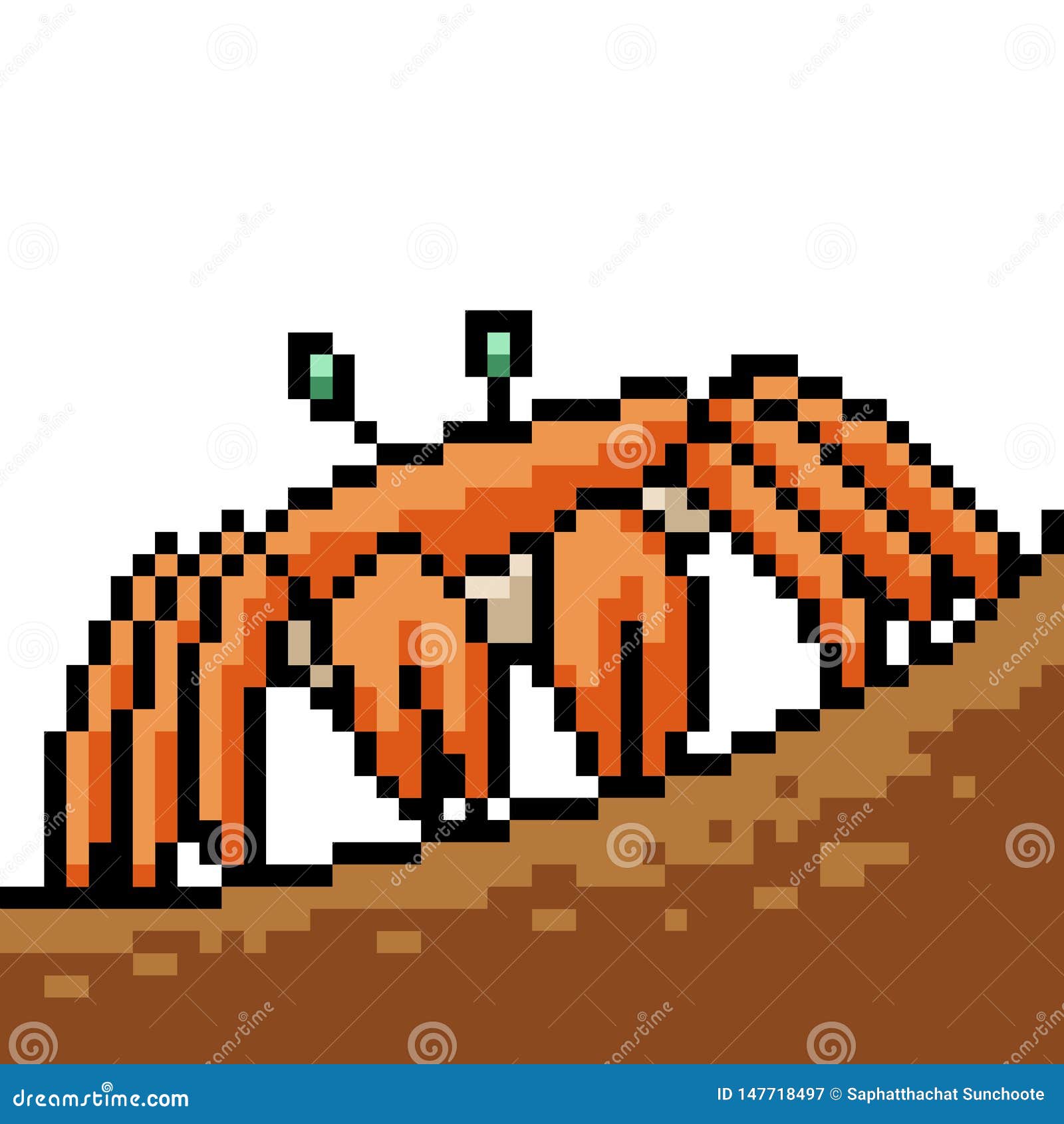 Vector Pixel Art Crab Stock Vector Illustration Of Front 147718497