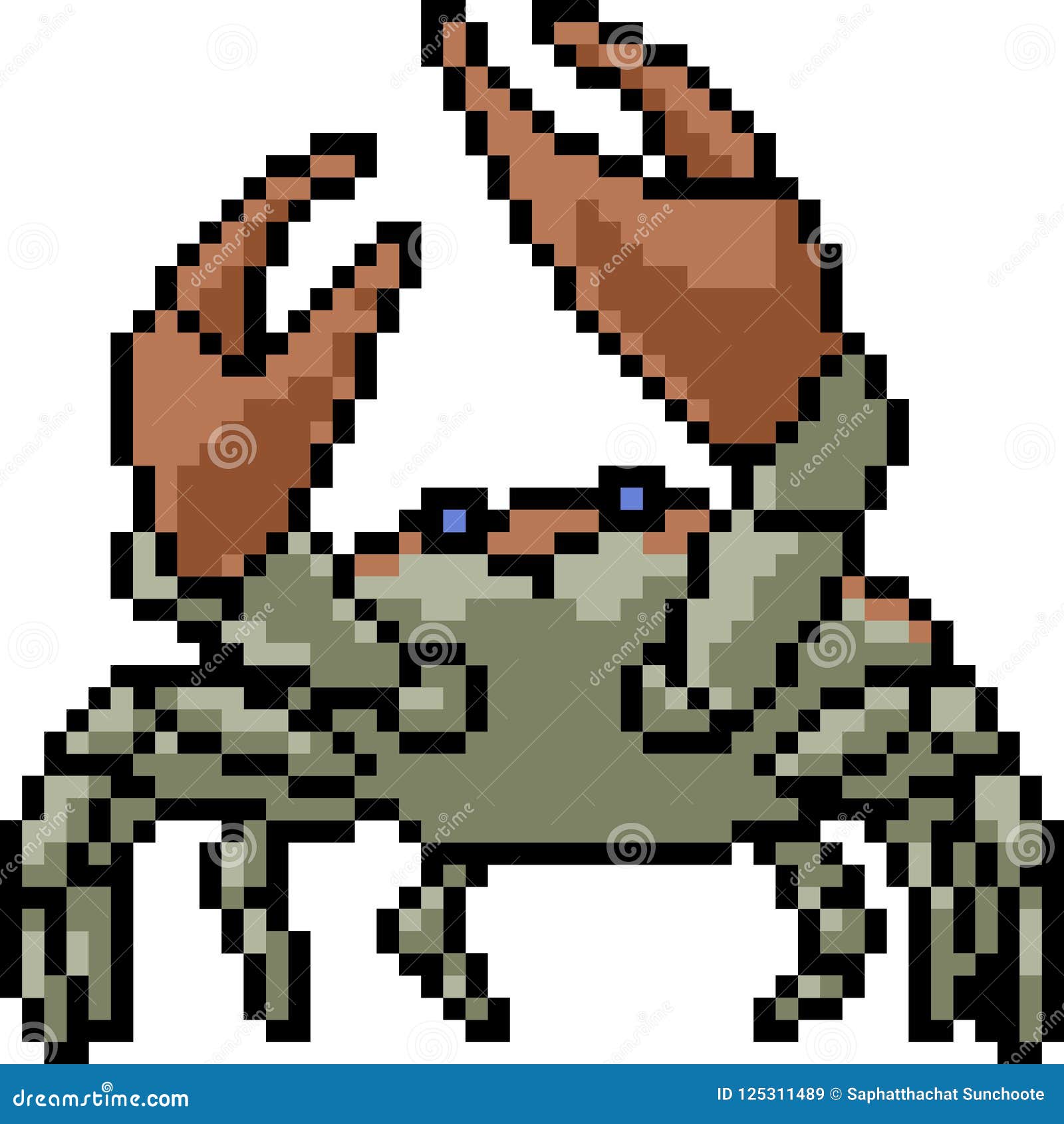Vector Pixel Art Crab Stock Vector Illustration Of Front 125311489
