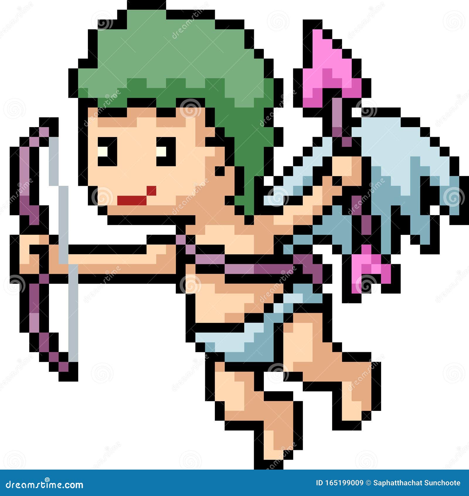 Vector pixel art cupid stock vector. Illustration of valentine - 165199009