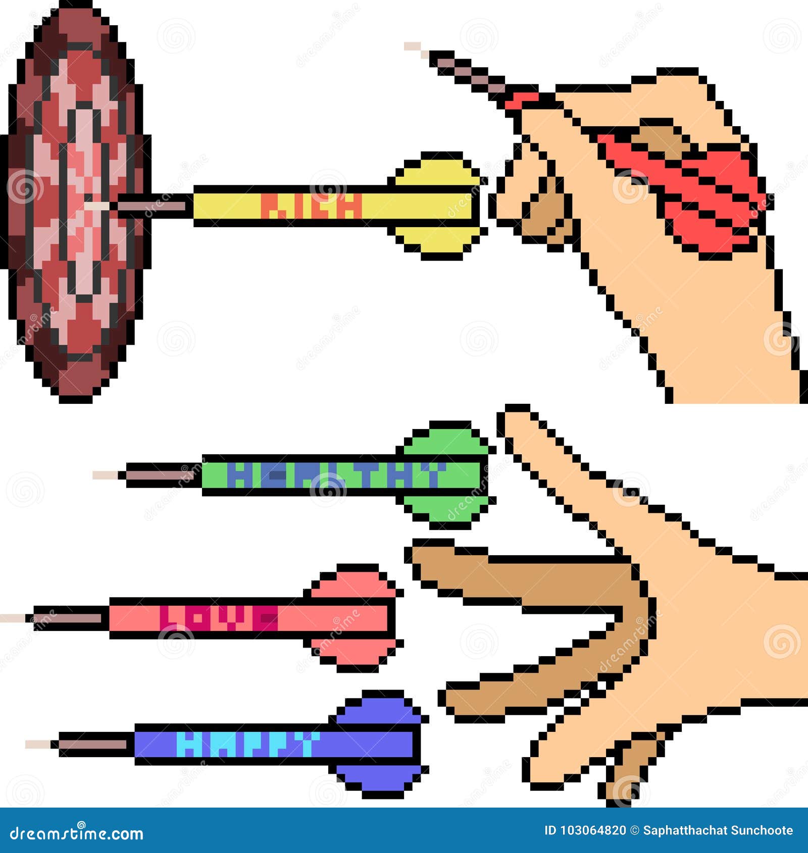 Vector Pixel Art Darts Play Stock Vector - Illustration of vector ...
