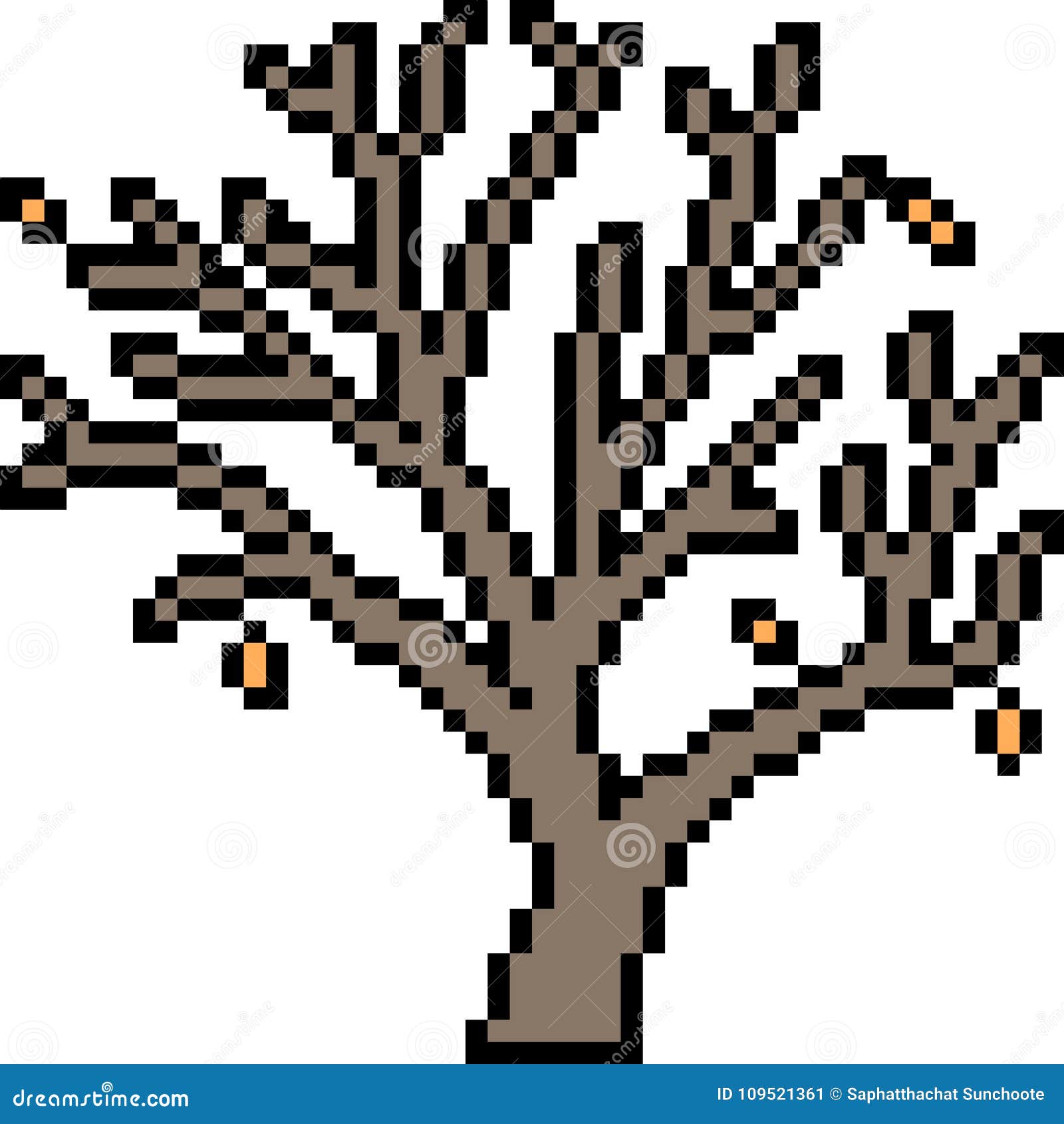 Vector pixel art dead tree stock vector. Illustration of trunk - 109521361