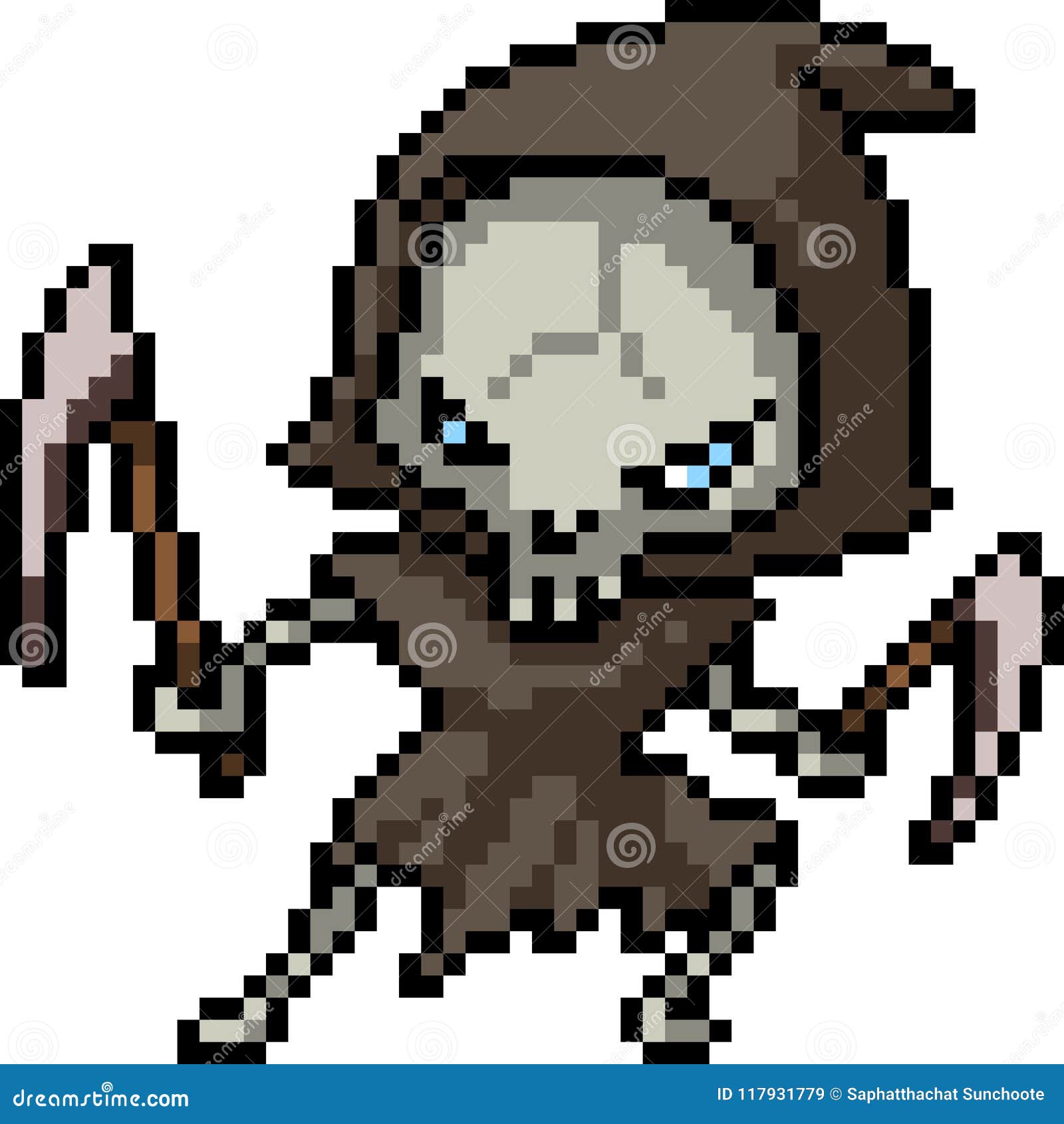 Pixel Art Death Reaper Scythe Vector Illustration | CartoonDealer.com ...