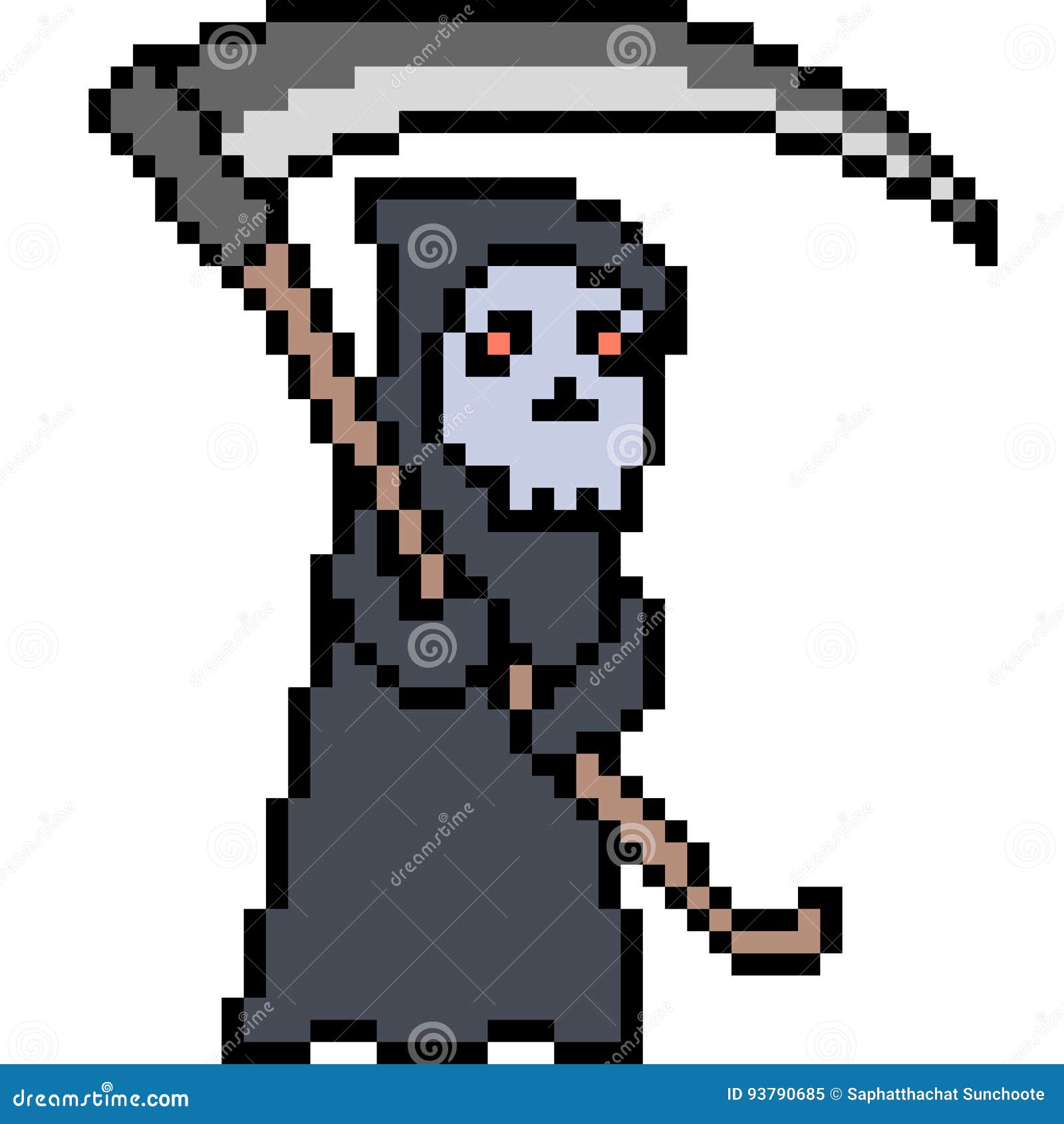 Pixel Art Death Reaper Scythe Vector Illustration | CartoonDealer.com ...