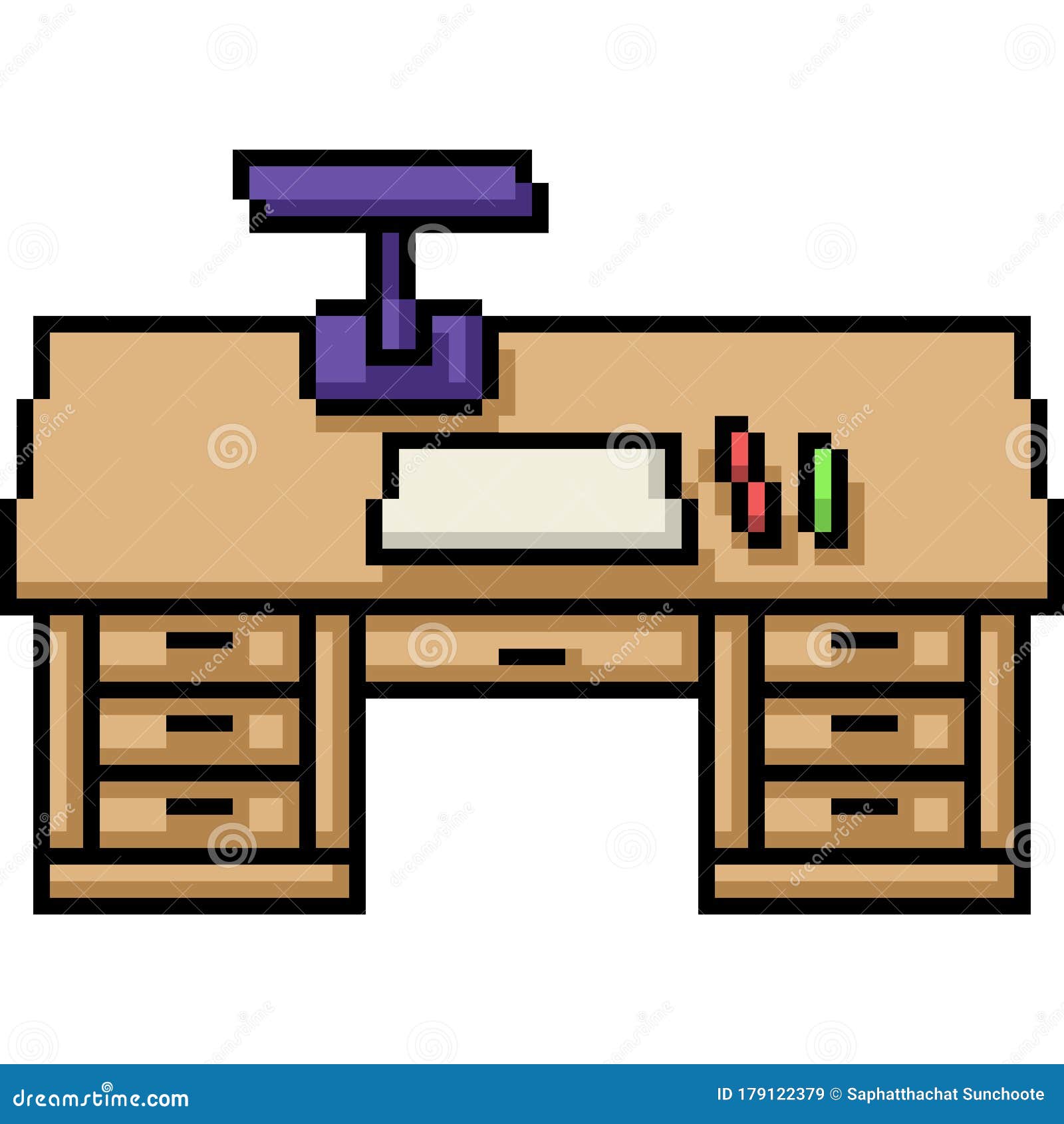 Vector Pixel Art Desk Writing Stock Vector - Illustration of cute, desk ...