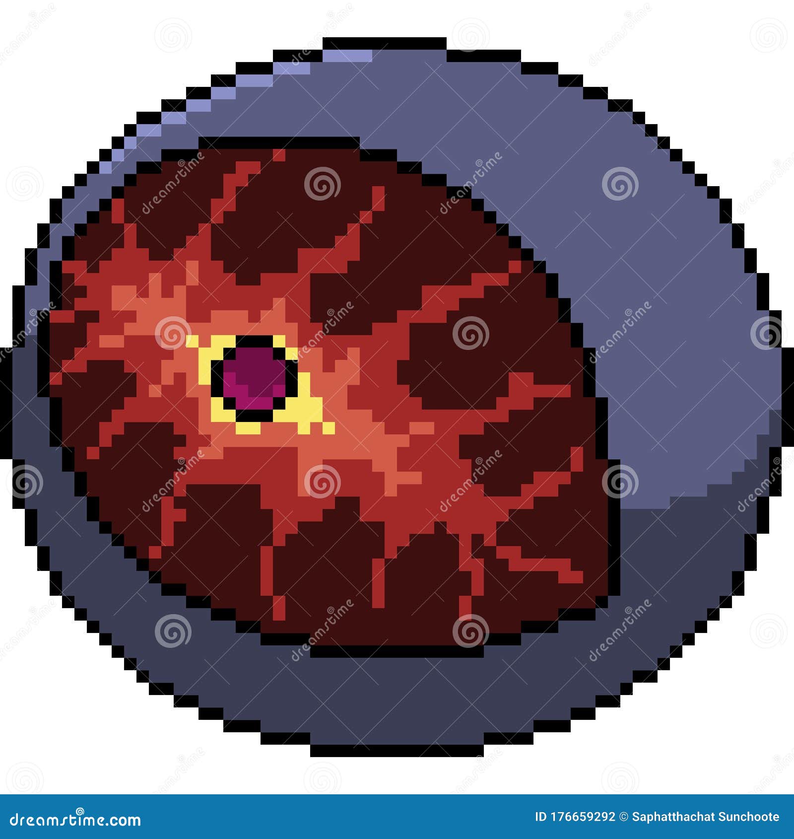 Vector pixel art devil eye stock vector. Illustration of pixel - 176659292