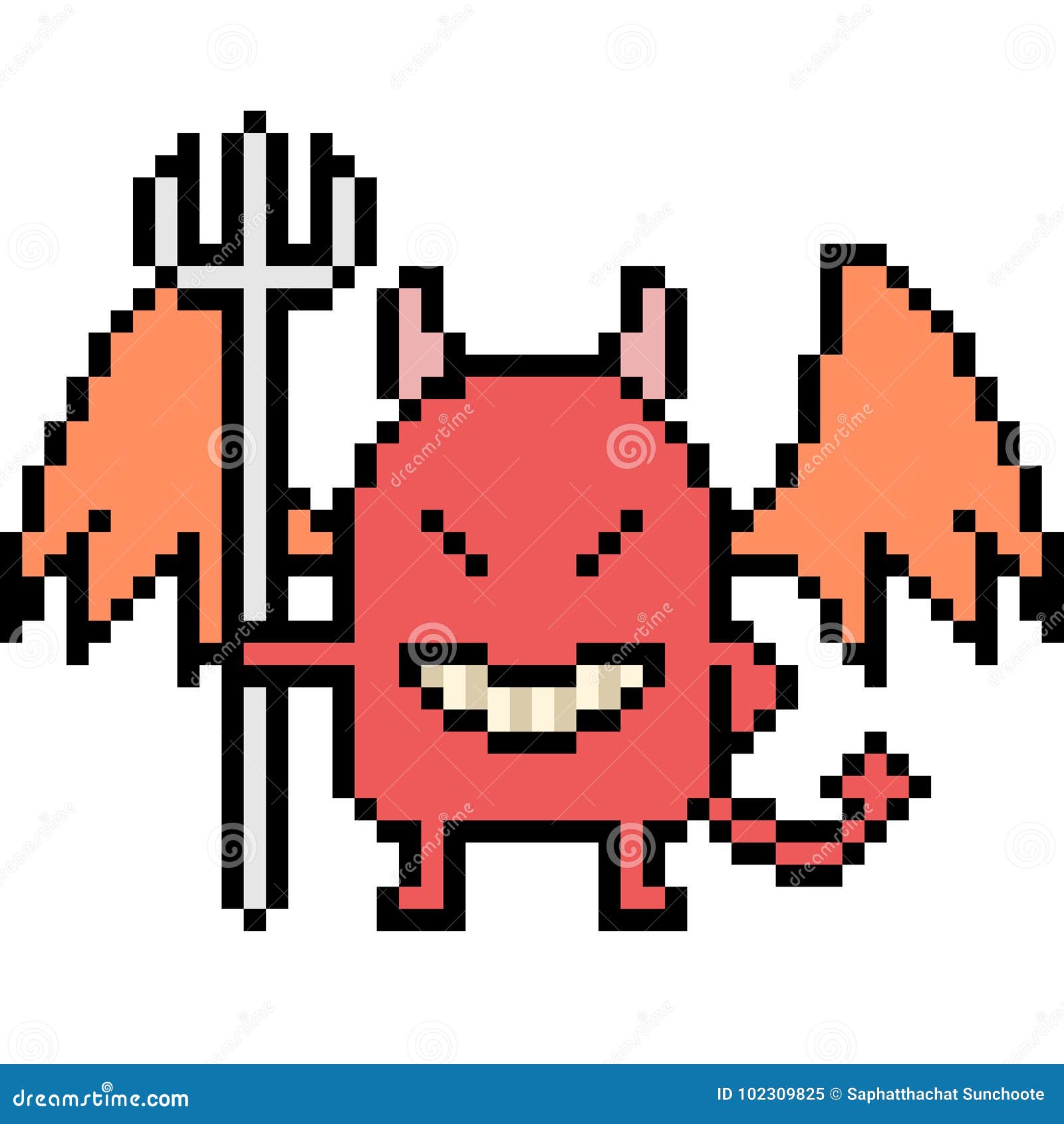 Pixel Art Devil 8 Bit Vector Illustration | CartoonDealer.com #54792076