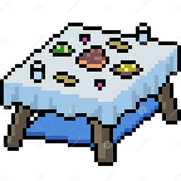 Vector Pixel Art Dinner Table Stock Vector - Illustration of small ...