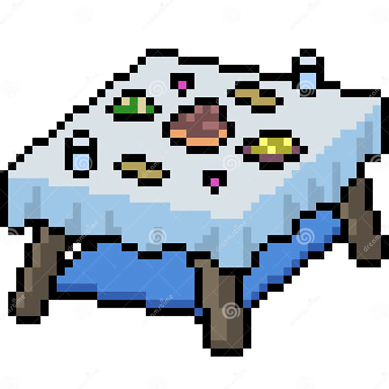 Vector Pixel Art Dinner Table Stock Vector - Illustration of small ...