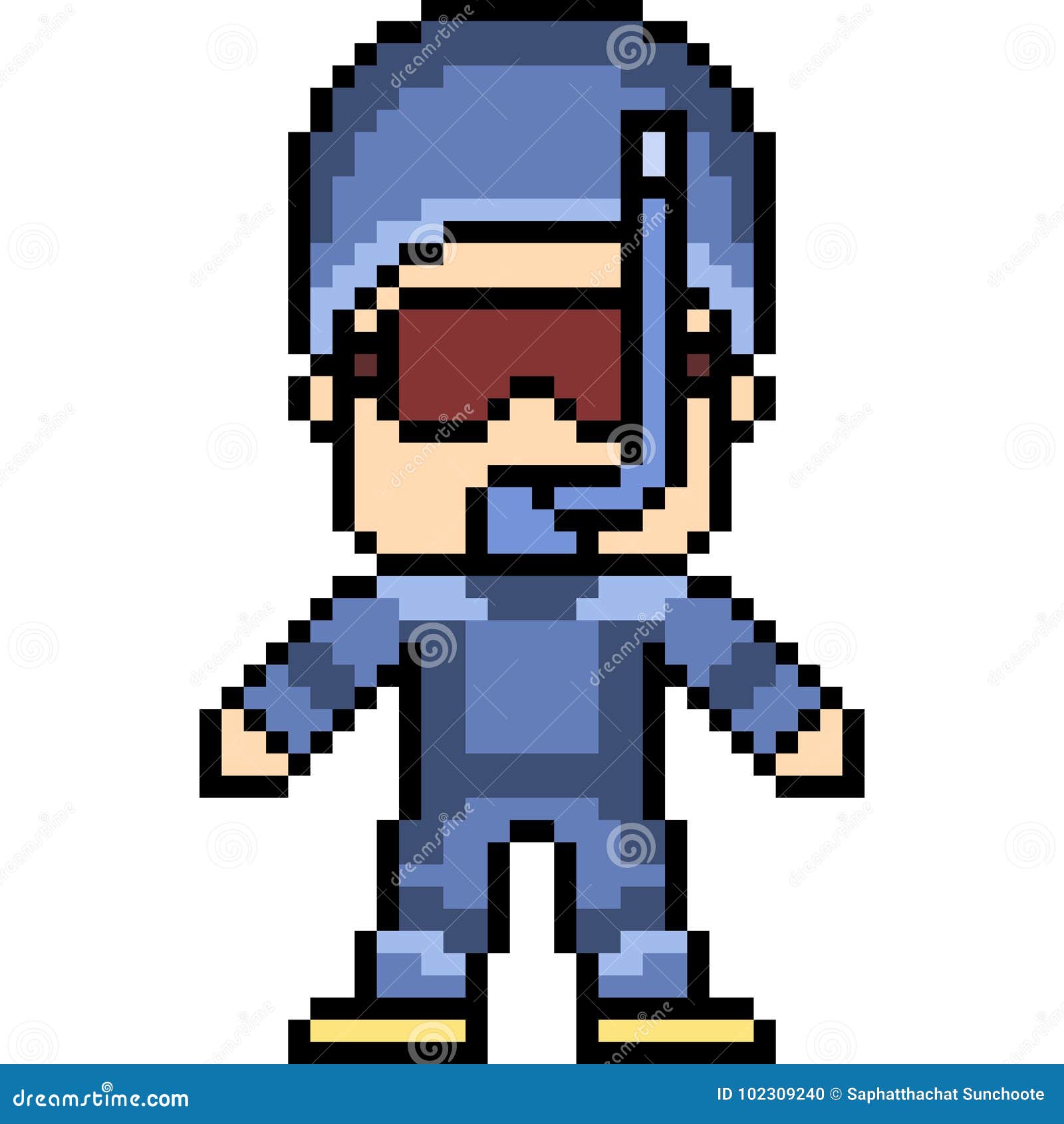 Pixel Art Dive Underwater Vector Illustration | CartoonDealer.com #93339298