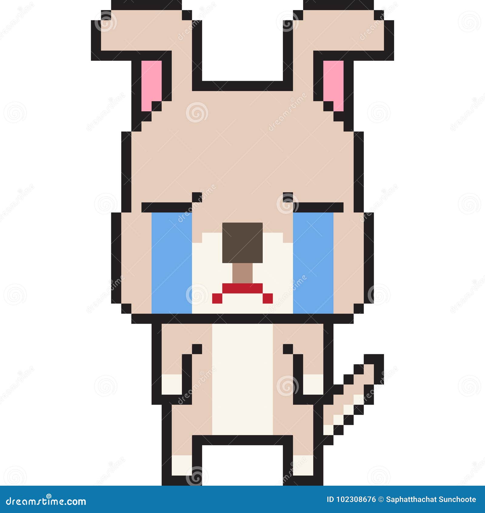 Vector pixel art dog cry stock vector. Illustration of rectangle ...