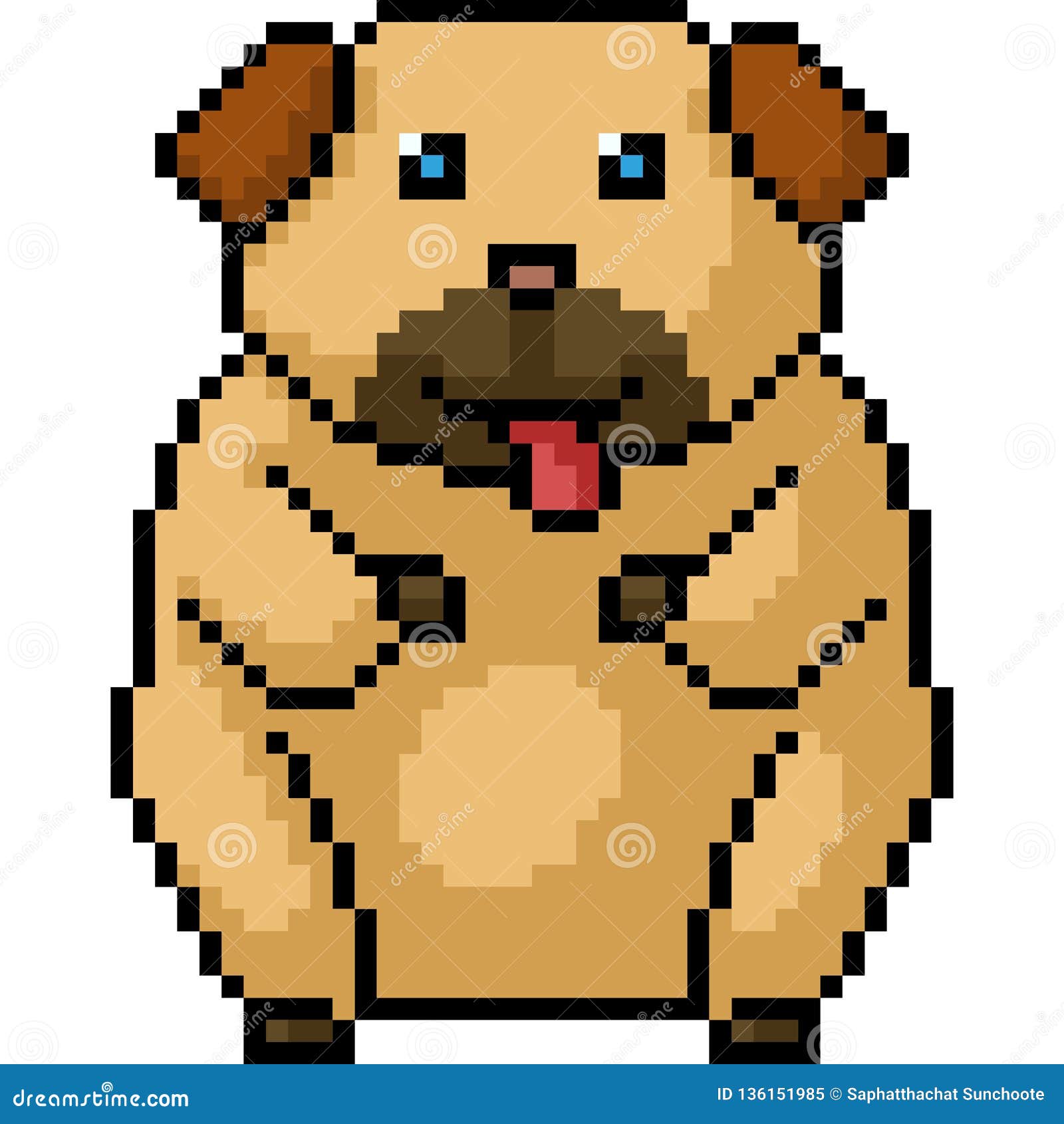 Vector pixel art dog fat stock vector. Illustration of round - 136151985