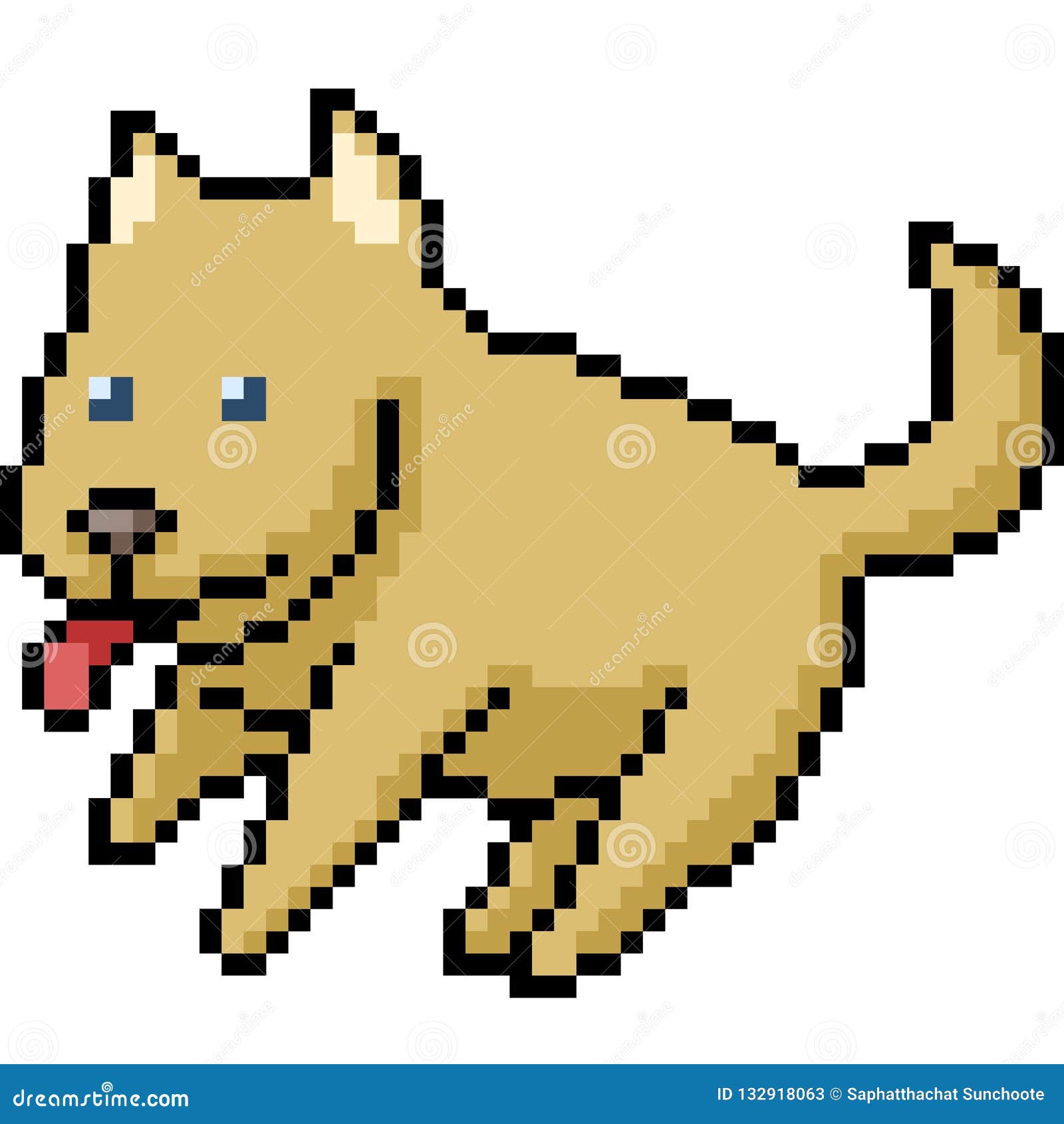 Vector pixel art dog stock vector. Illustration of happy - 132918063