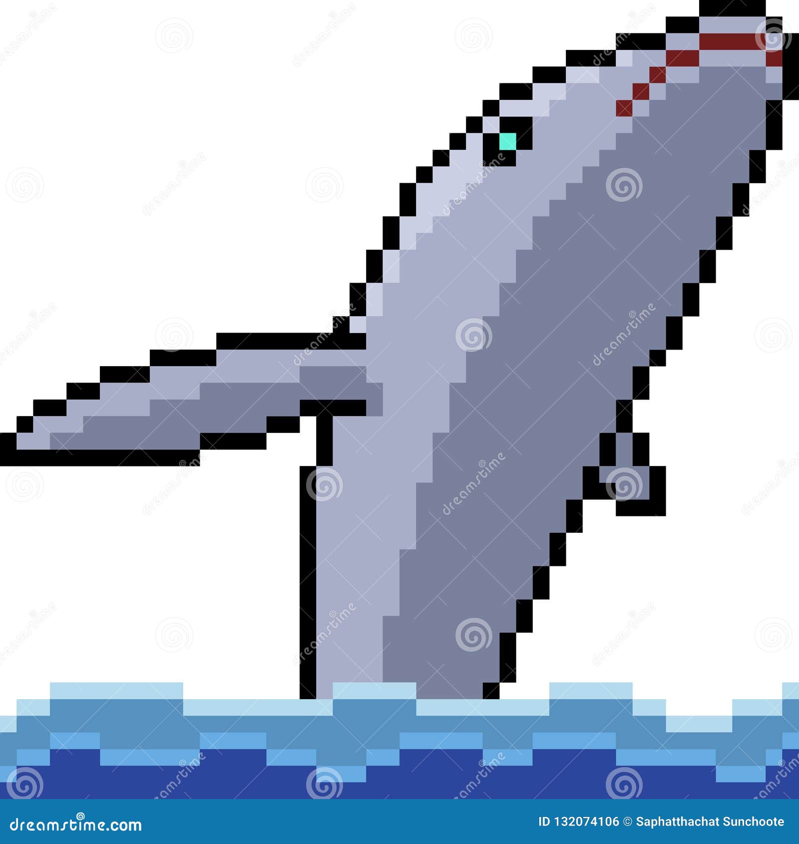 Vector pixel art dolphin stock vector. Illustration of cartoon - 132074106