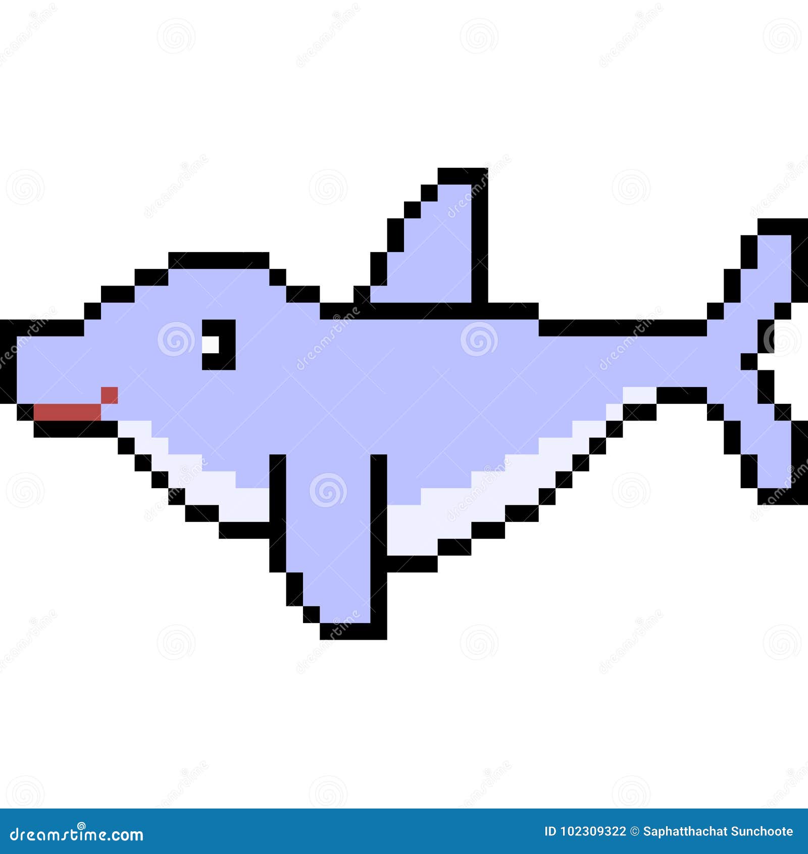 Vector pixel art dolphin stock vector. Illustration of smile - 102309322