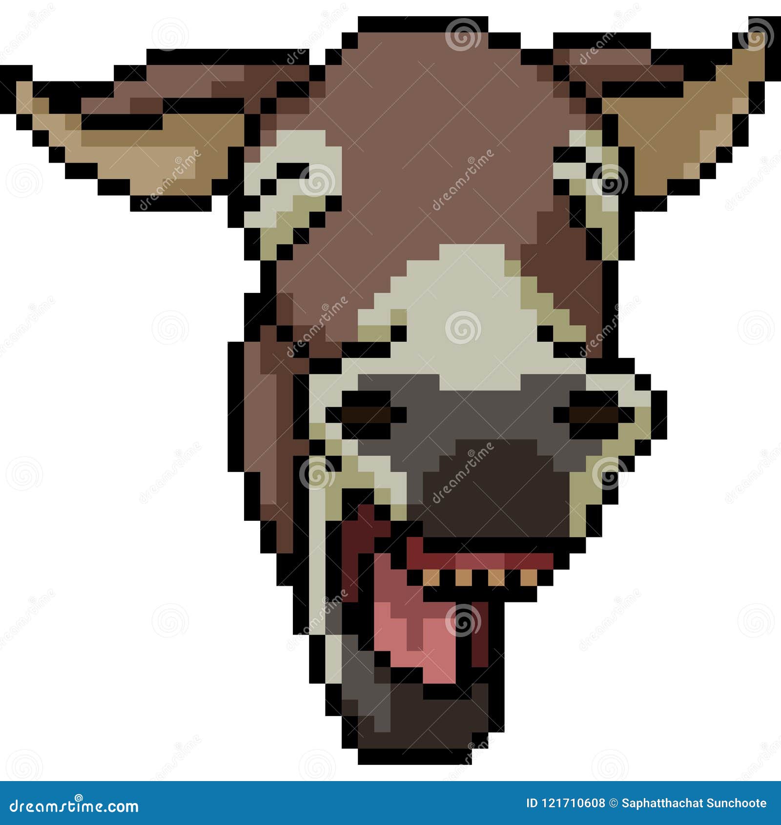 Vector Pixel Art Donkey Face Stock Vector - Illustration of tooth ...