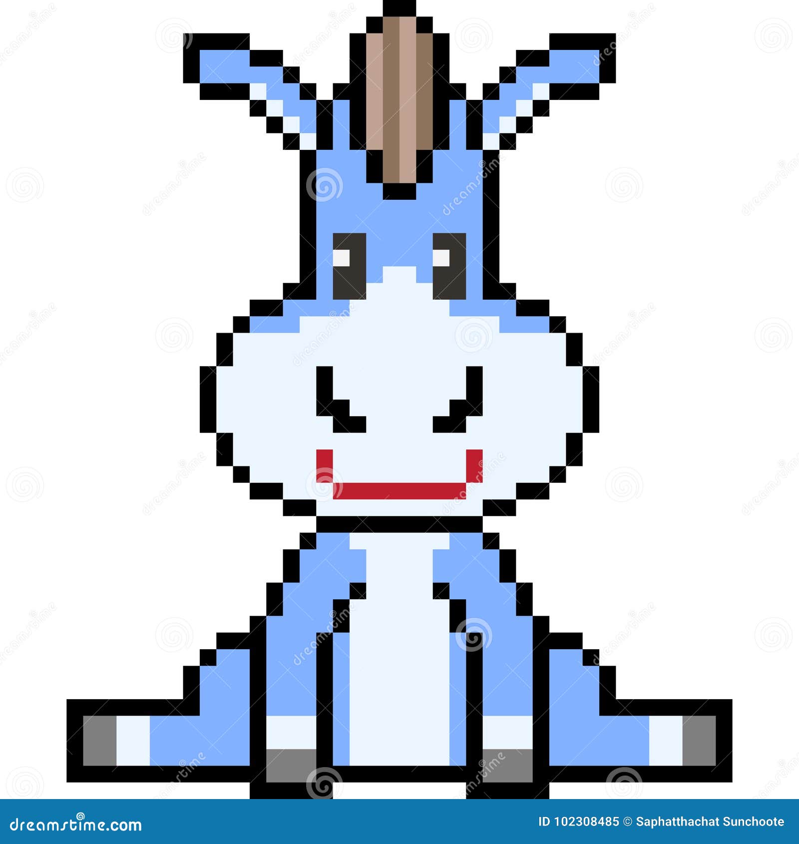 Pixel Art Donkey. Farm Animal For Game Design Cartoon Vector ...
