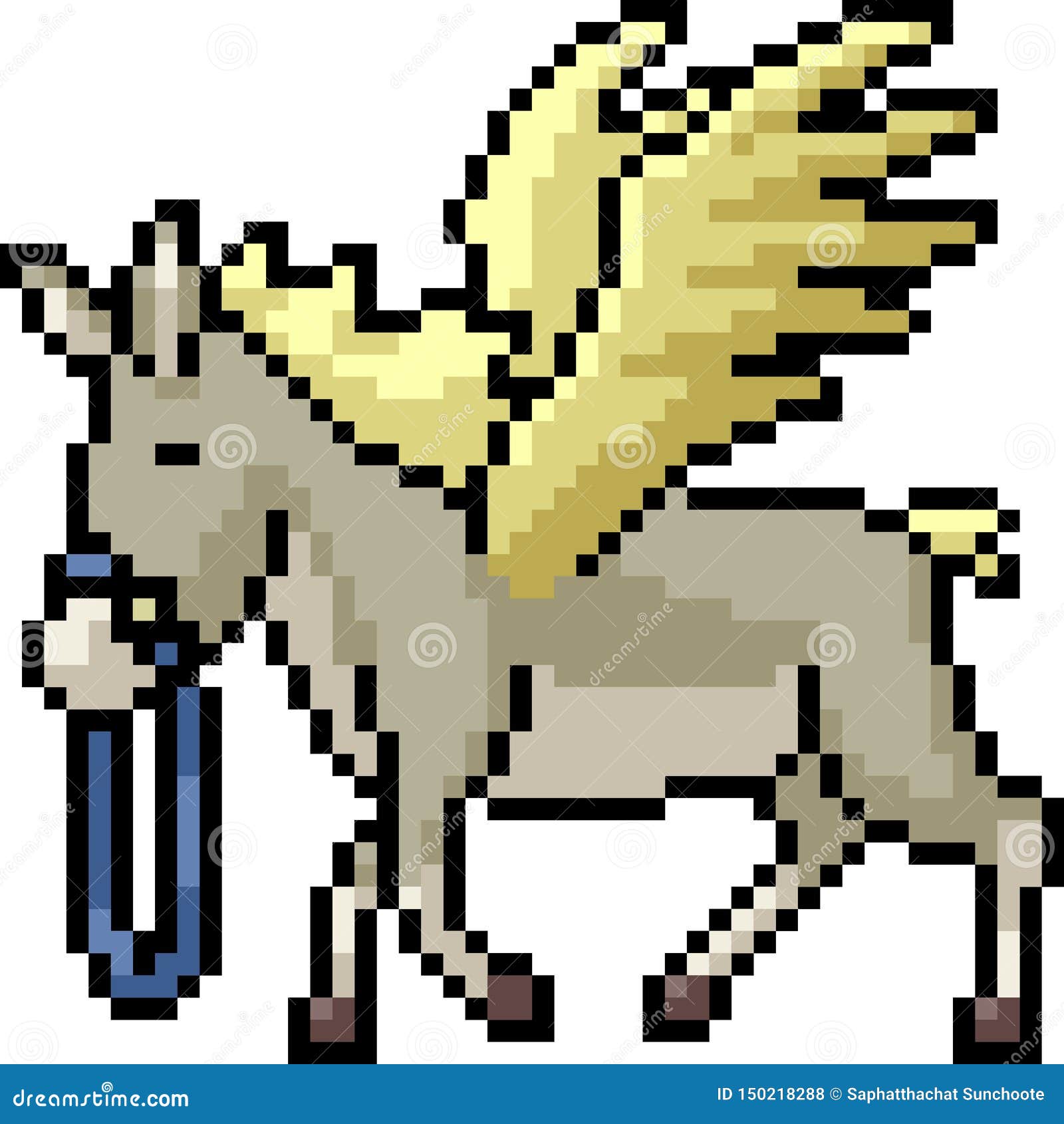 Pixel Art Donkey. Farm Animal For Game Design Cartoon Vector ...