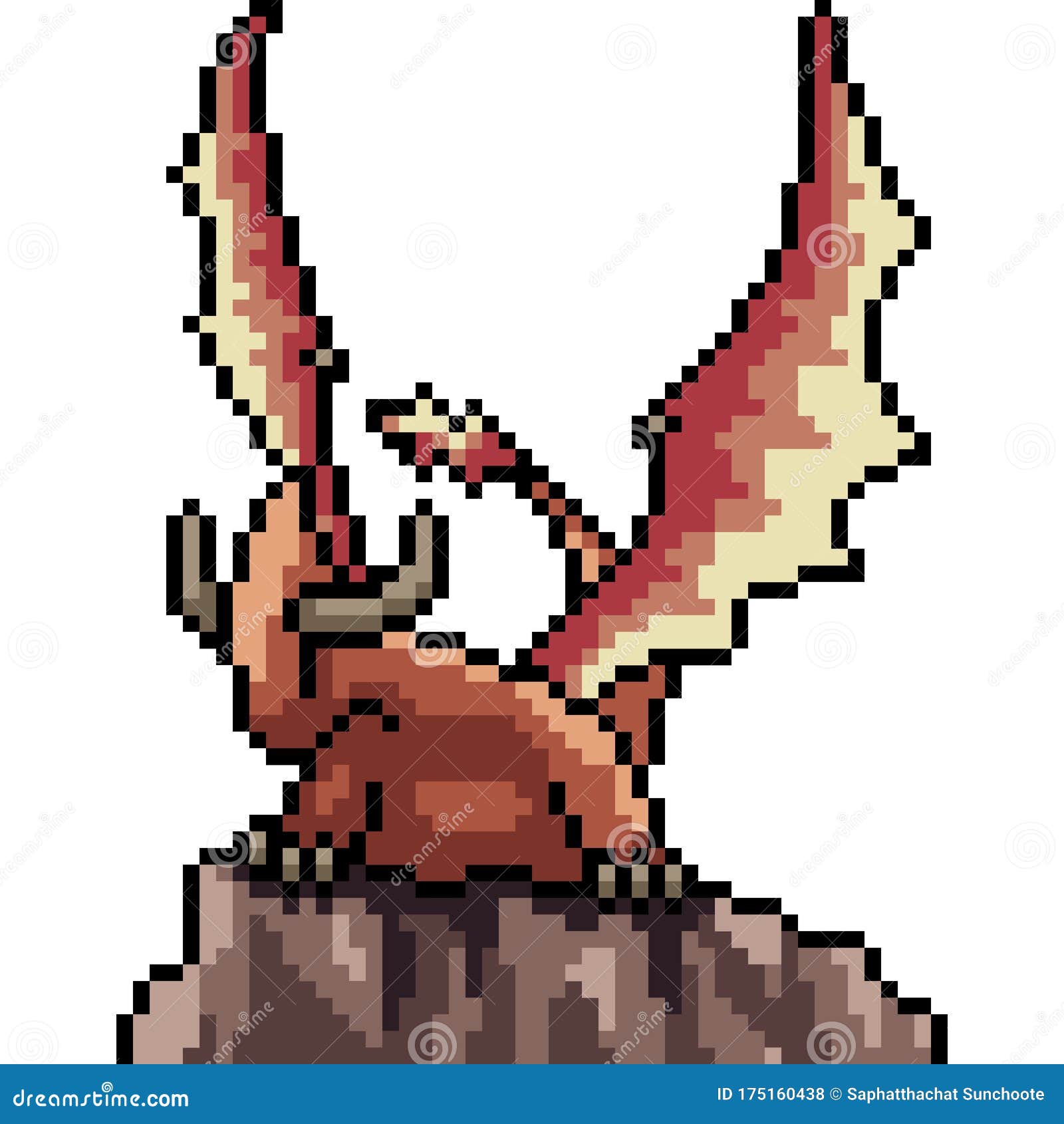 Vector pixel art dragon stock vector. Illustration of fantasy - 175160438