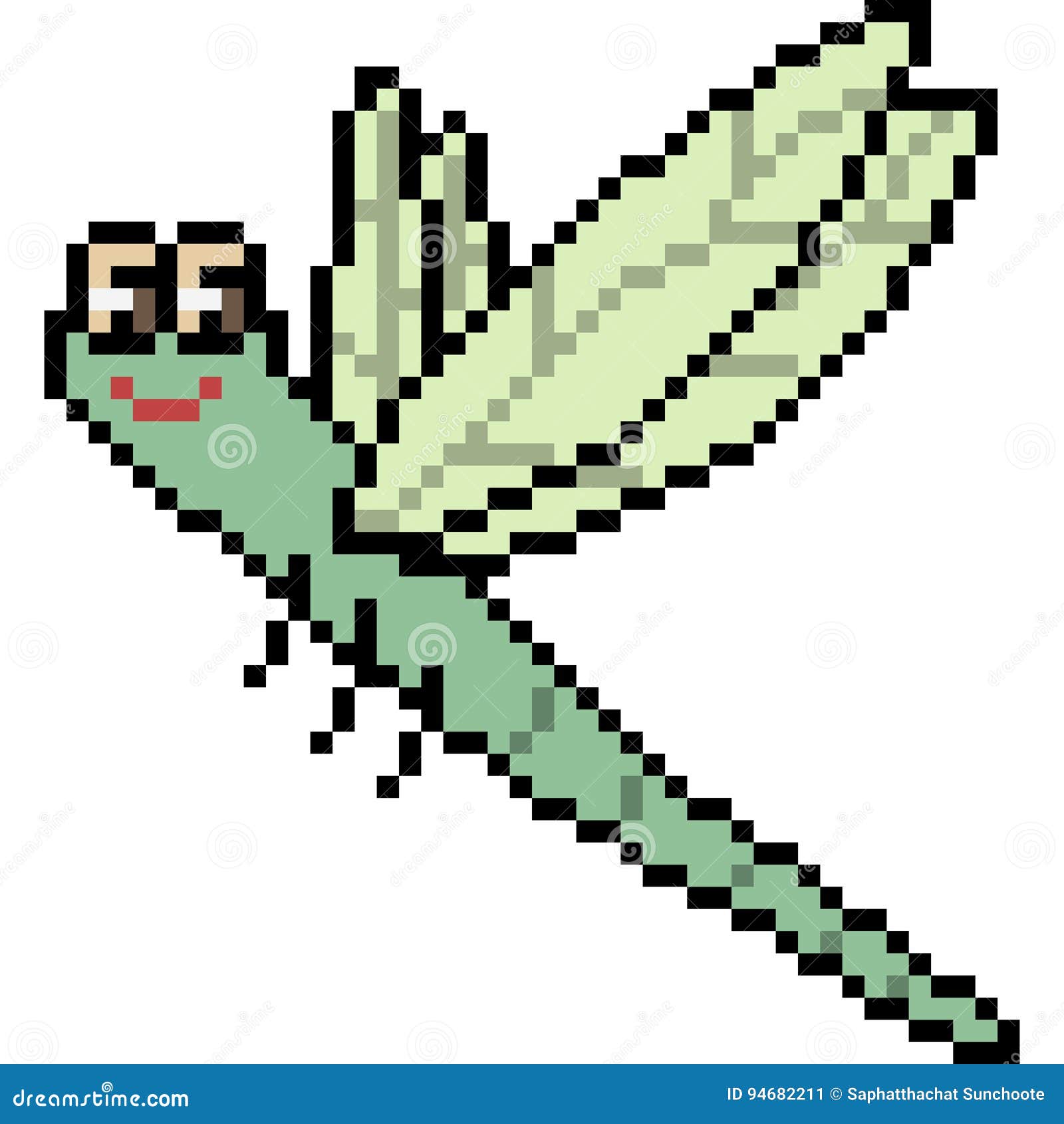Vector pixel art dragonfly stock vector. Illustration of graphic - 94682211
