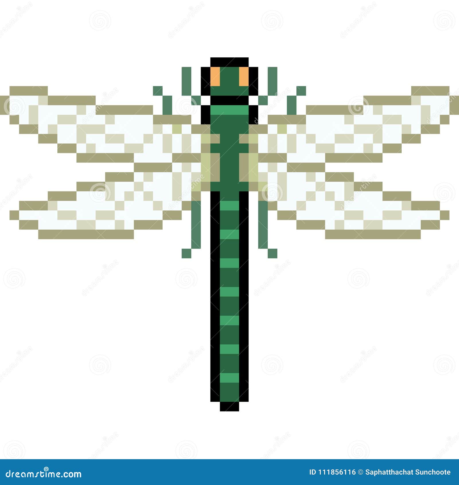 Vector pixel art dragonfly stock vector. Illustration of cartoon ...