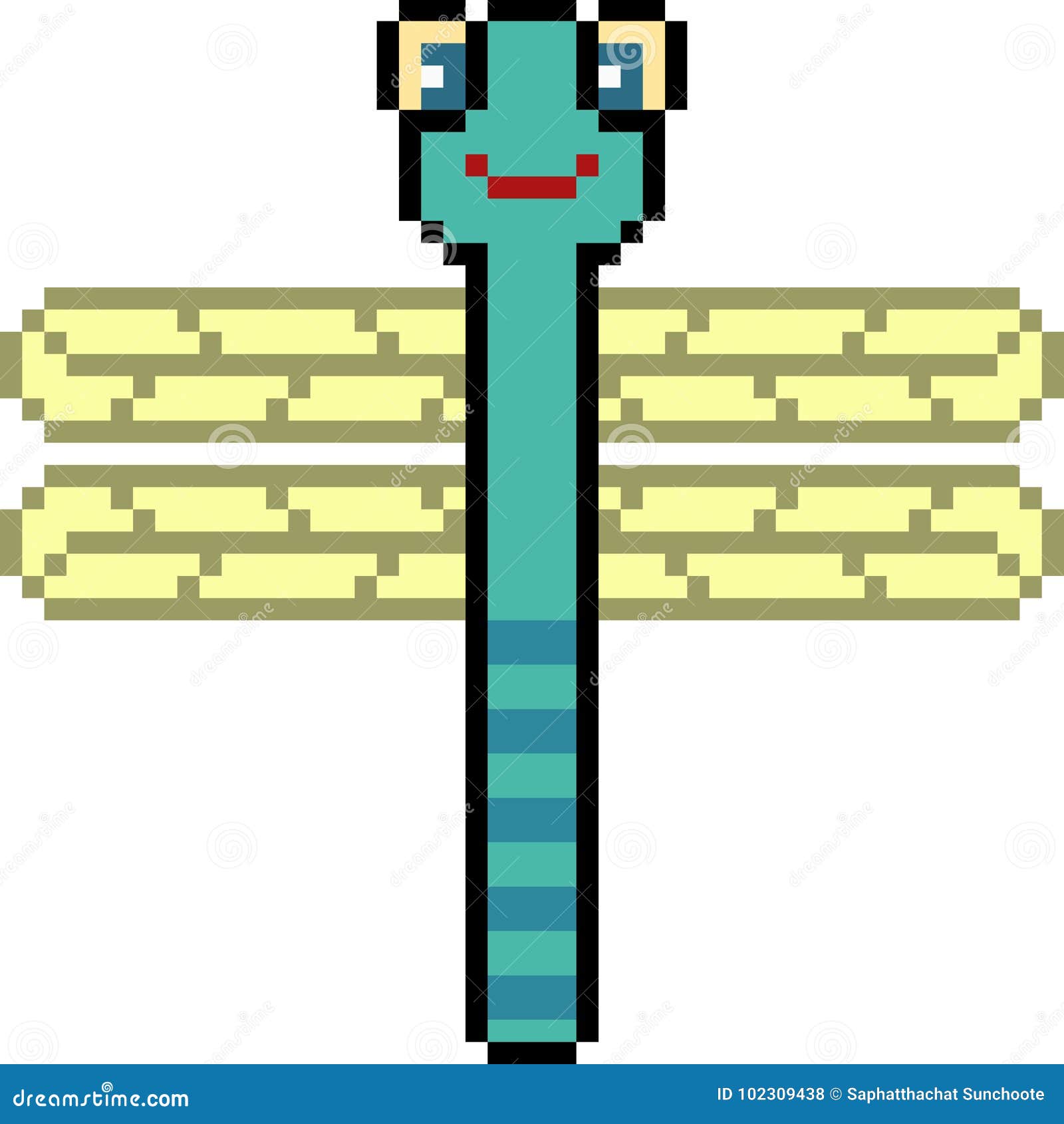Vector pixel art dragonfly stock vector. Illustration of vector - 102309438