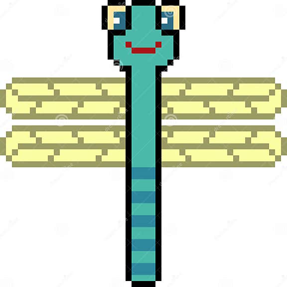 Vector pixel art dragonfly stock vector. Illustration of vector - 102309438