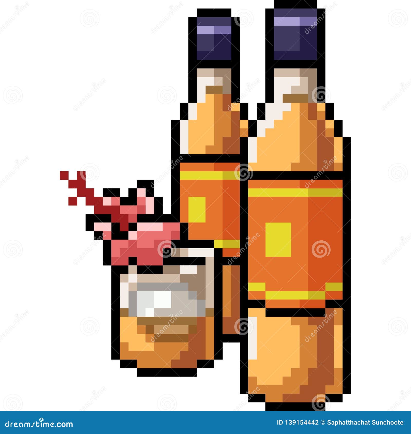 Vector Pixel Art Drink Glass Stock Vector - Illustration of bottle ...