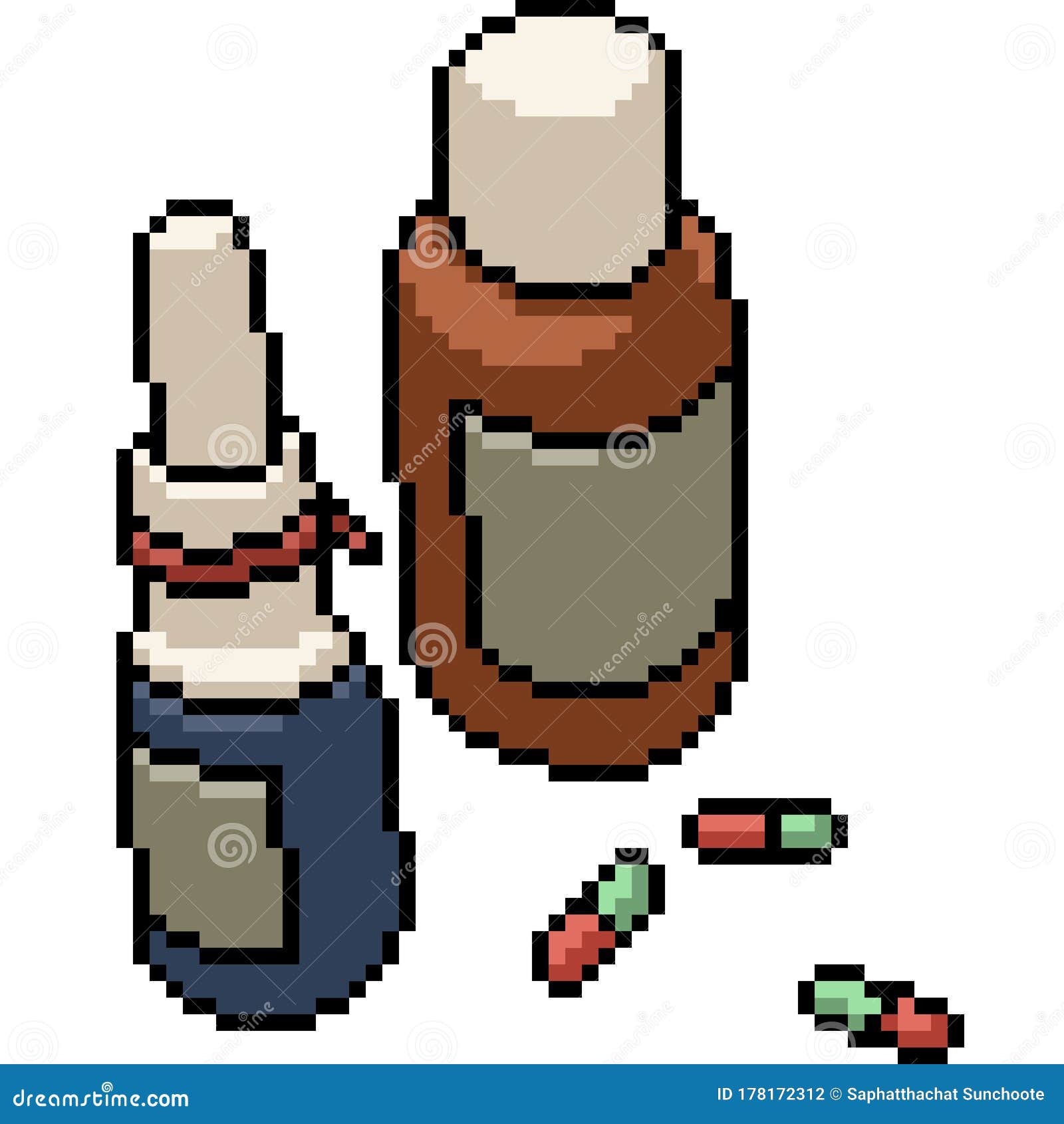 Vector pixel art drug set stock vector. Illustration of bottle - 178172312