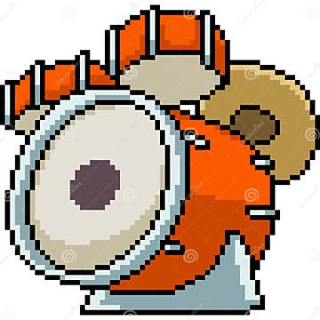 Vector pixel art drum set stock vector. Illustration of concert - 170803181