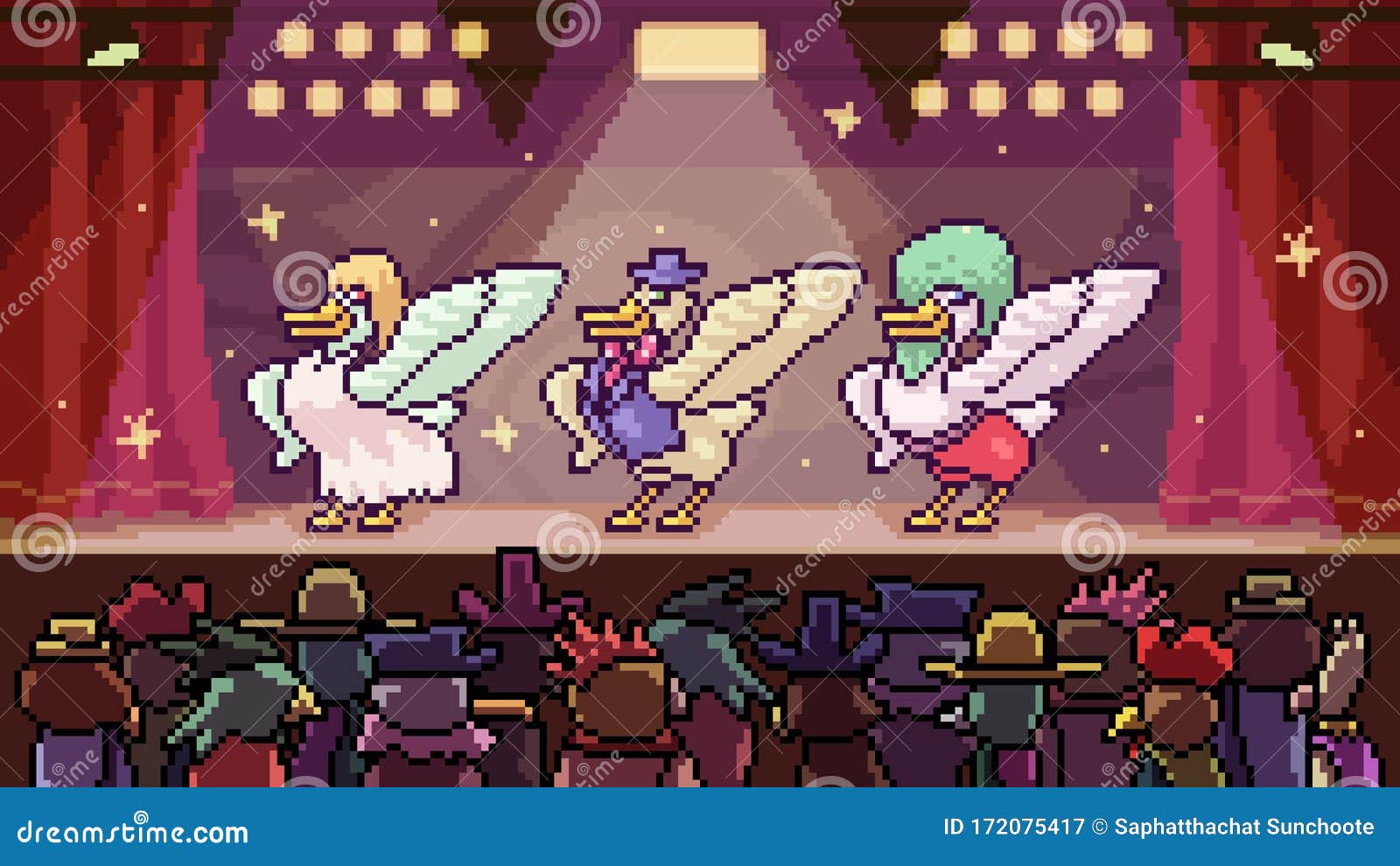 Vector Pixel Art Duck Dancer Stock Vector - Illustration of scene ...