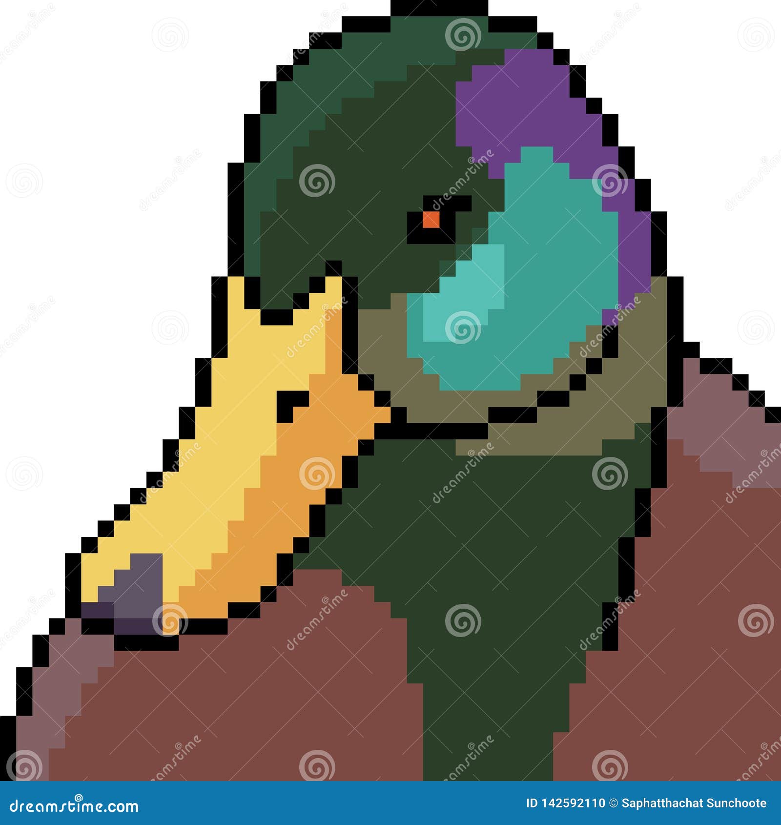 Vector pixel art duck head stock vector. Illustration of white - 142592110