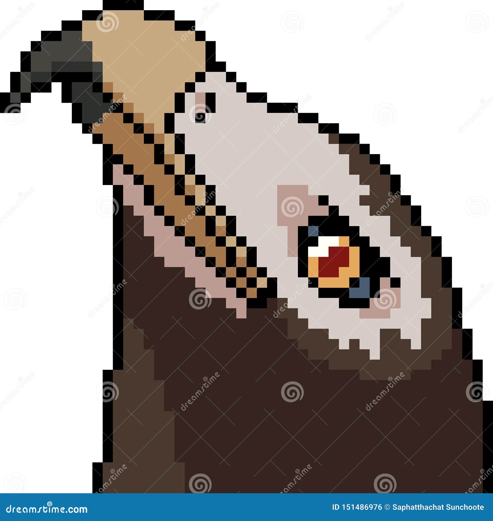 Pixel Art Eagle Head With Fierce Expression Isolated On Transparent ...
