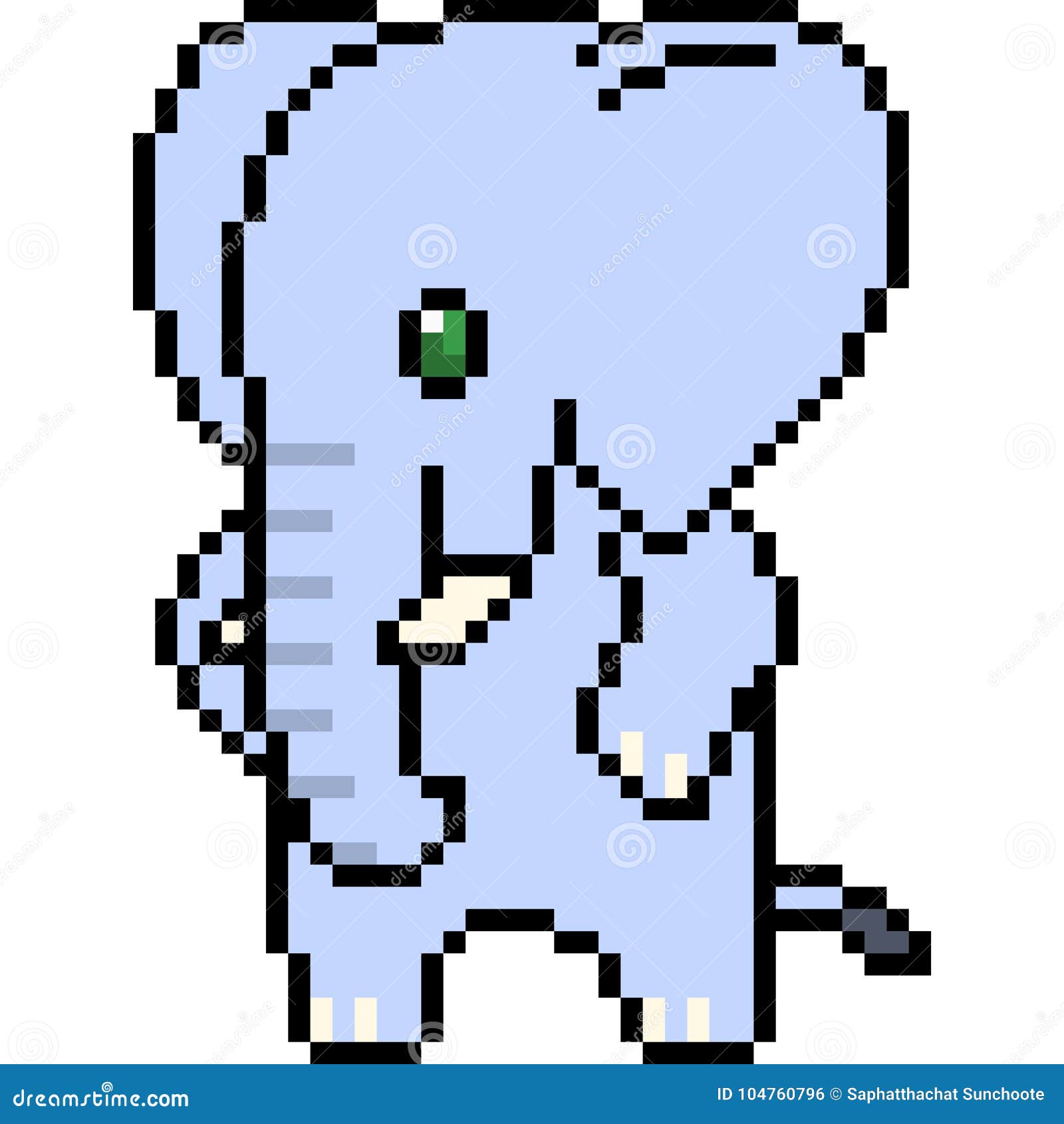 Vector pixel art elephant stock vector. Illustration of cartoon - 104760796