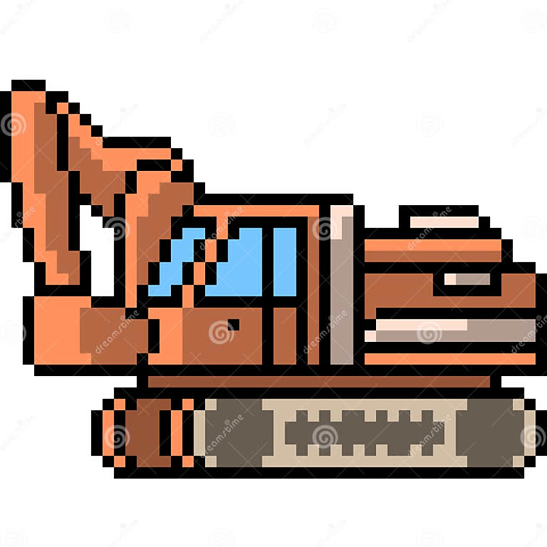 Vector pixel art Excavator stock vector. Illustration of icon - 109521806