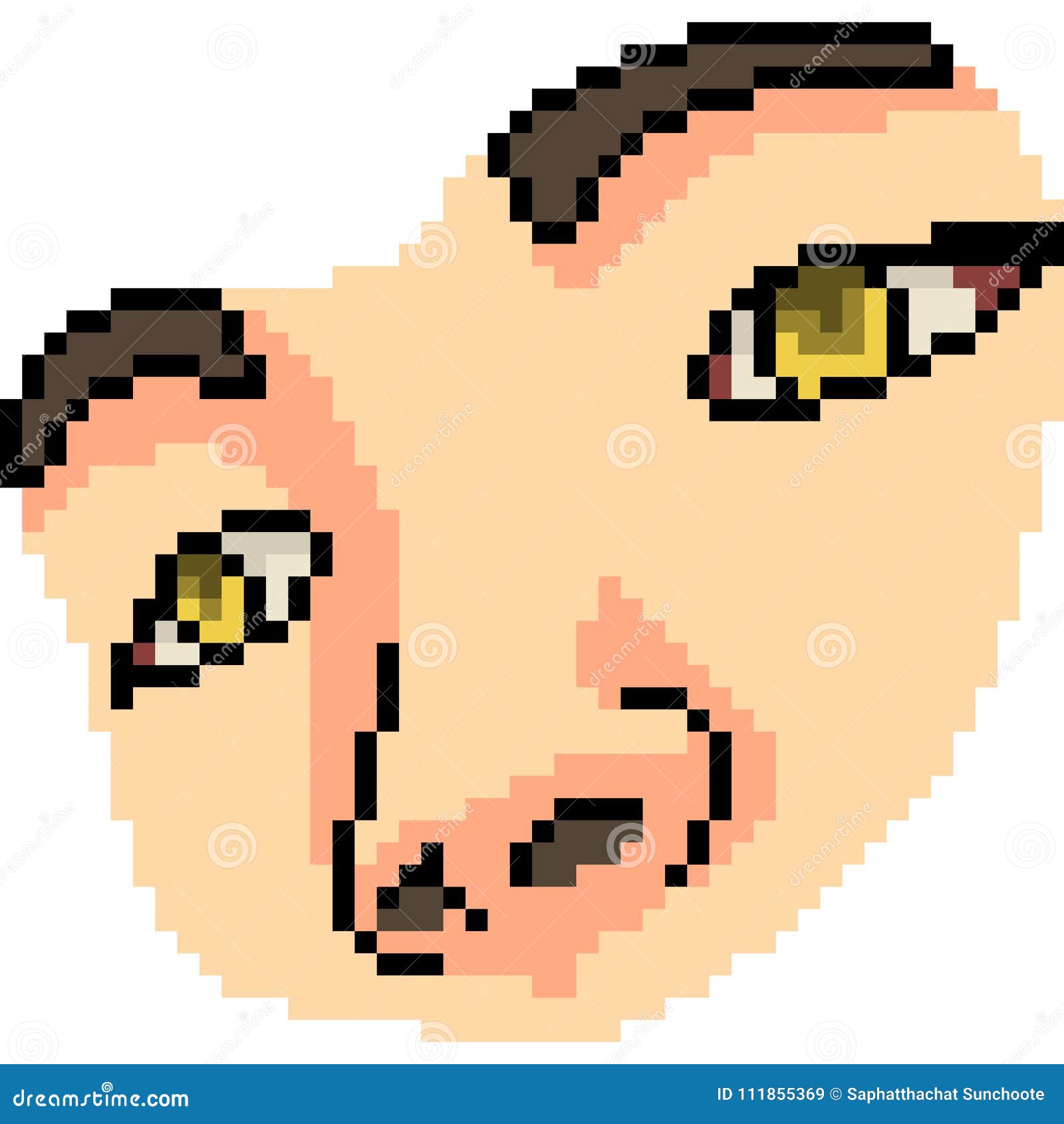 Vector pixel art face stock vector. Illustration of cartoon - 111855369