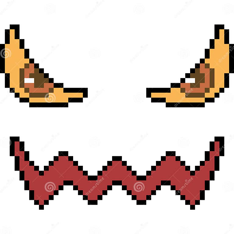 Vector Pixel Art Face Smile Stock Vector - Illustration of nasty ...