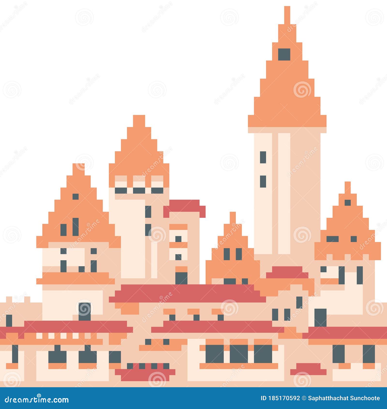 Vector Pixel Art Fancy Building Stock Vector - Illustration of cartoon ...